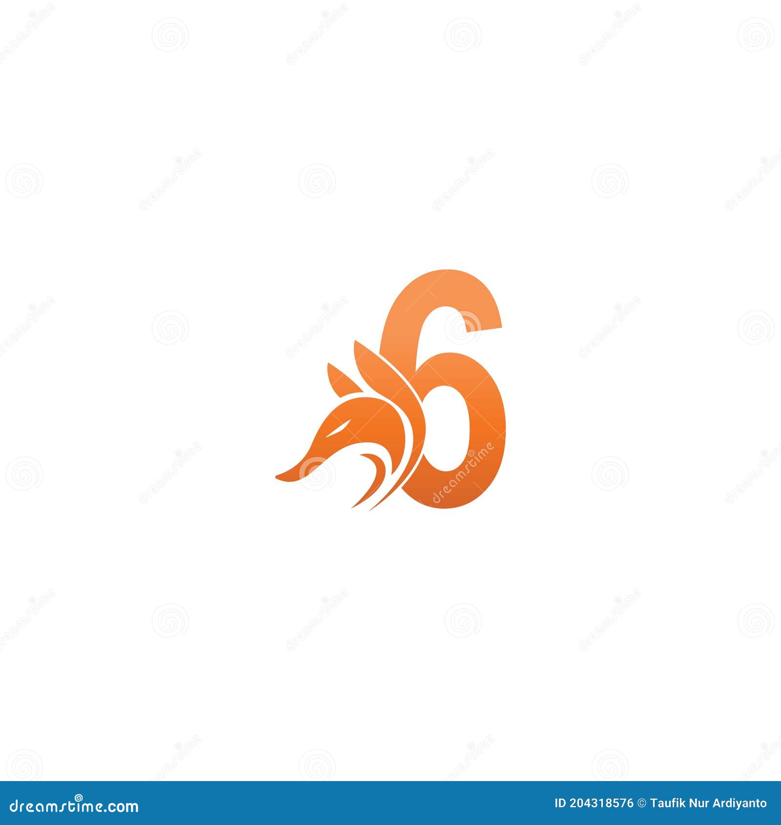 Fox Head Icon Combination with Number 6 Logo Icon Design Stock Vector ...