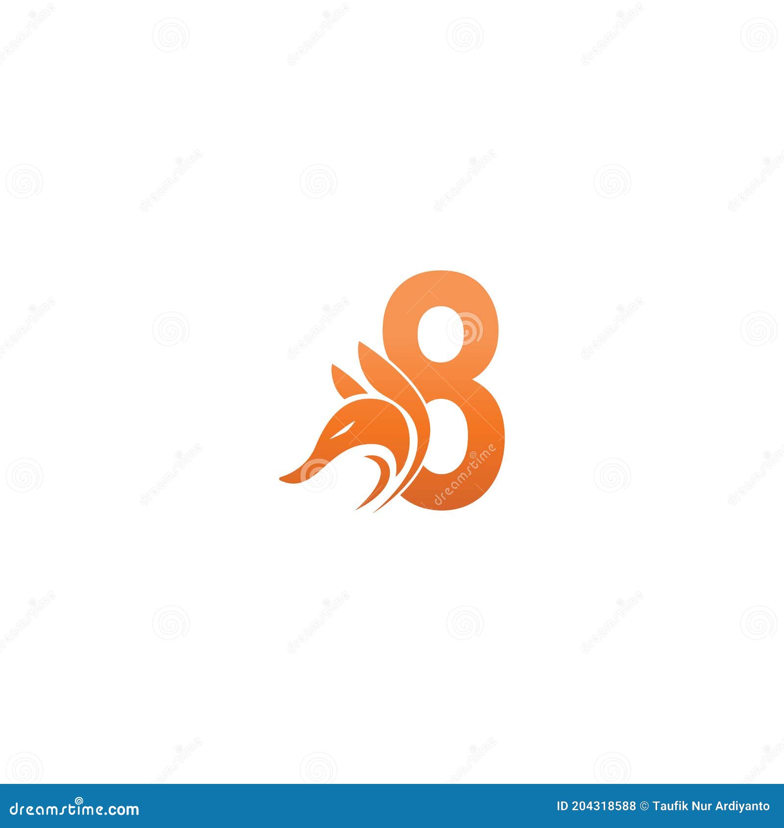 Fox Head Icon Combination with Number 8 Logo Icon Design Stock Vector ...