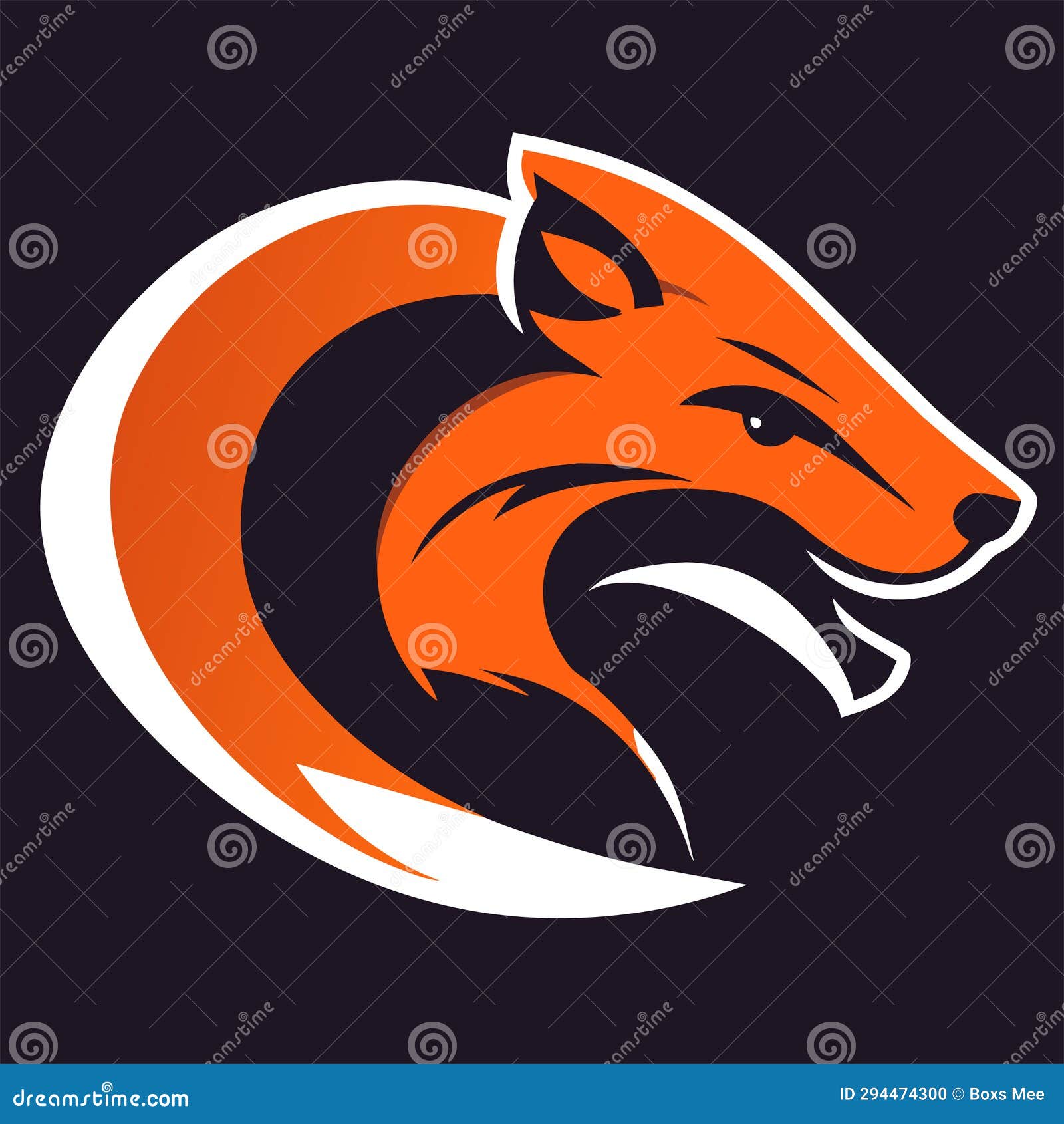 Fox Head Logo Design. Vector Illustration Isolated on Black Background ...