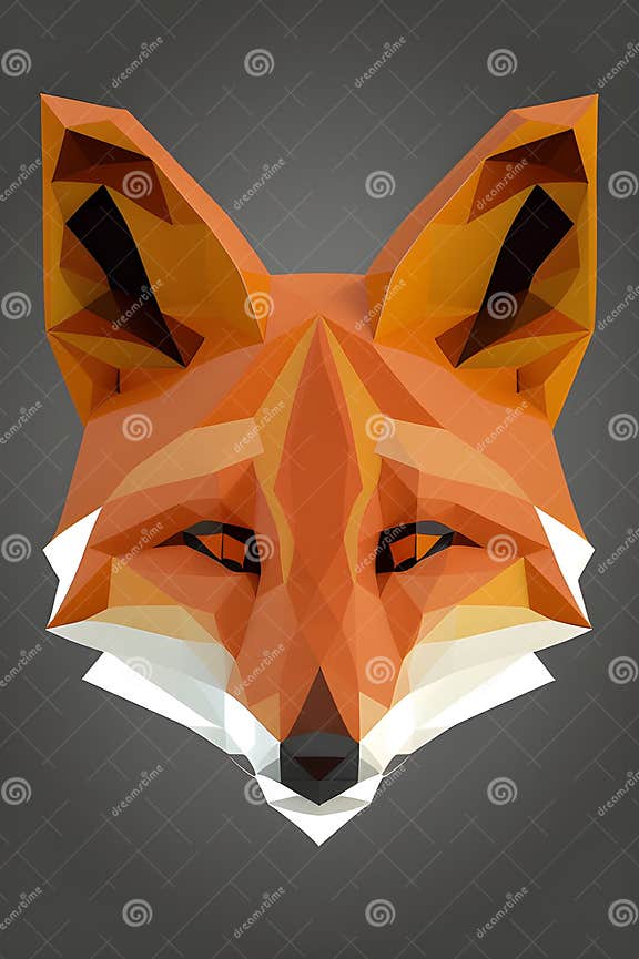 Fox Head Logo in a Simple Vector Style with Low Poly Color Shading and ...