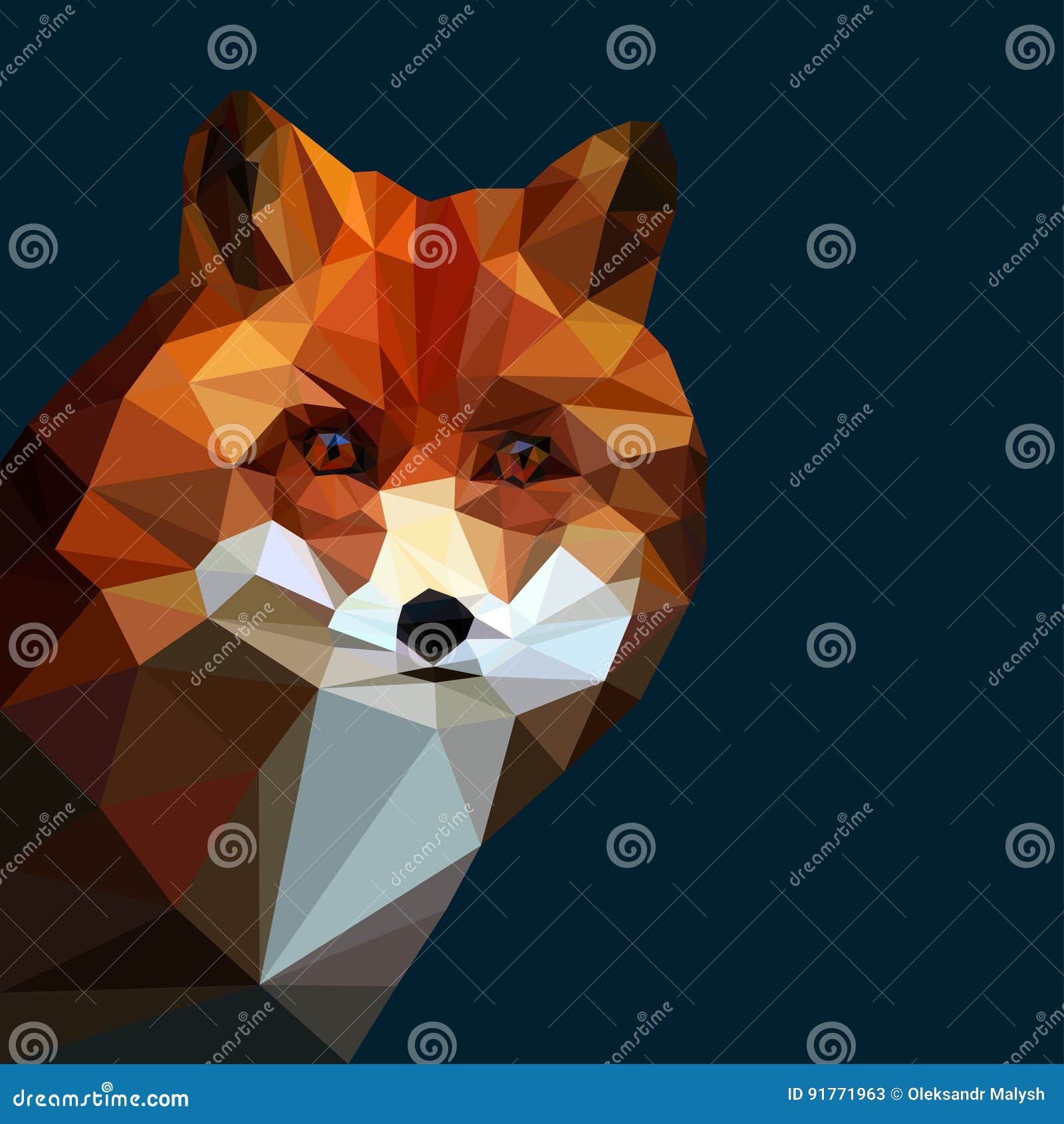 Fox head low poly stock vector. Illustration of card - 91771963
