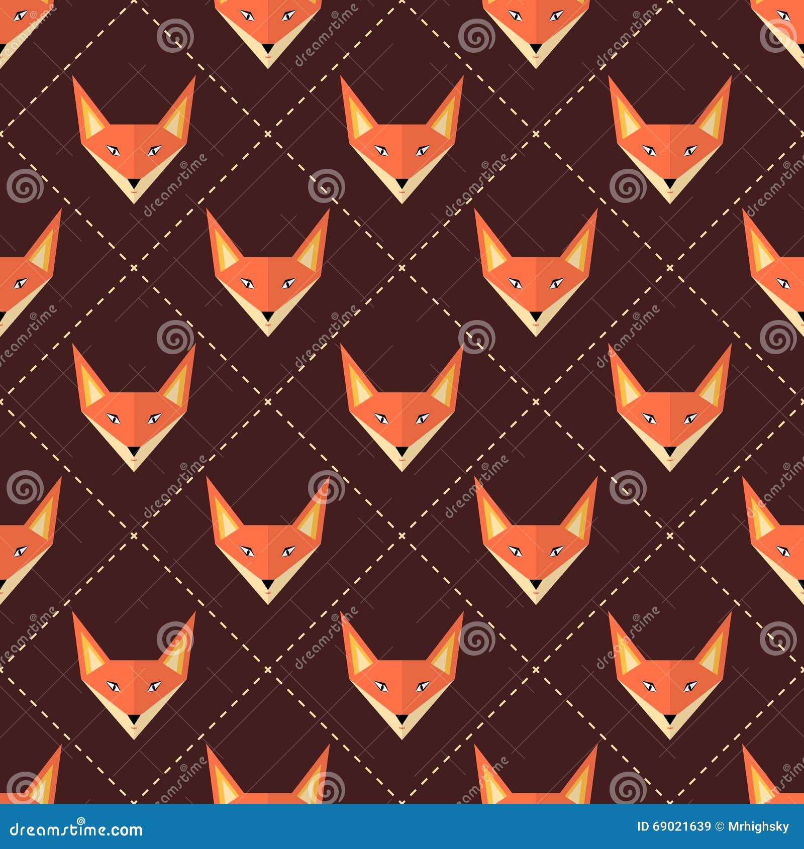 Fox head seamless pattern stock vector. Illustration of backdrop - 69021639
