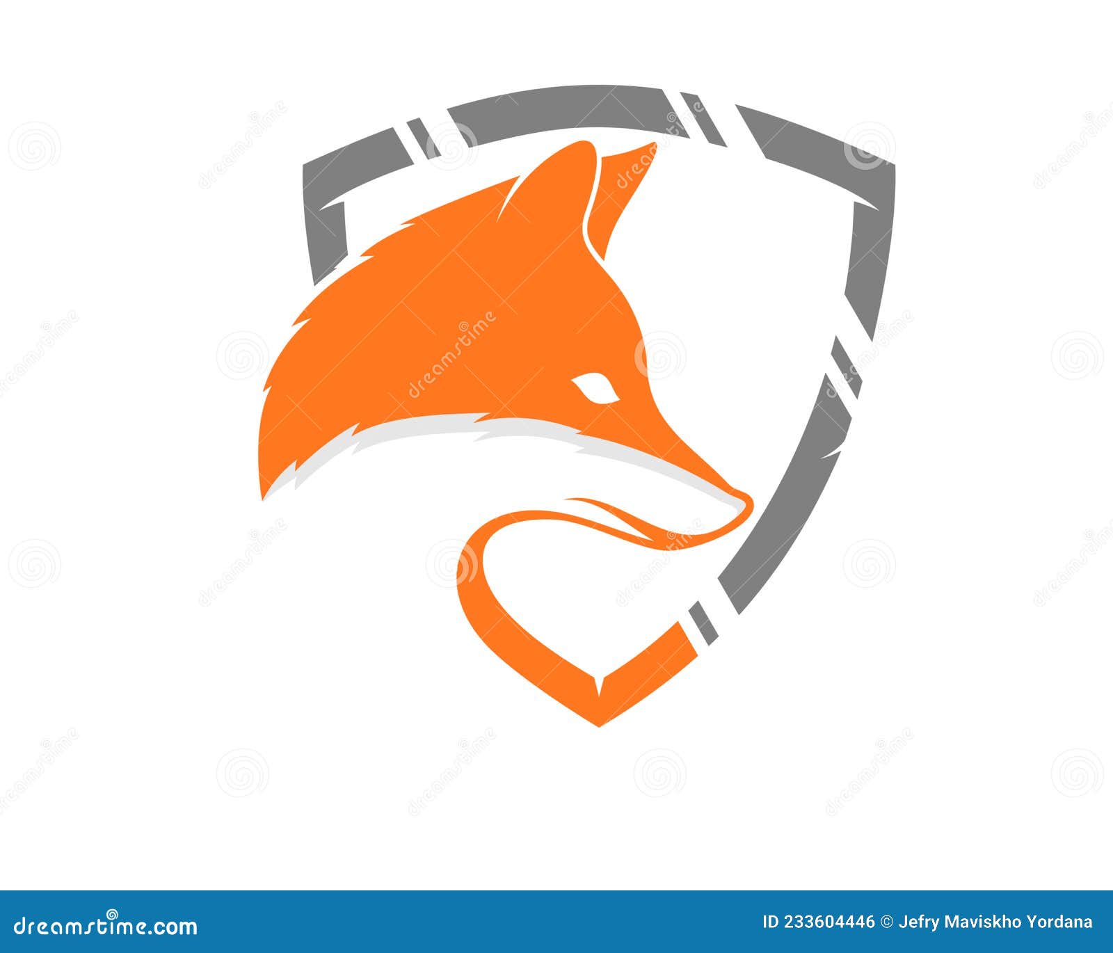 Fox Head with Shining Shield Shape Stock Vector - Illustration of ...