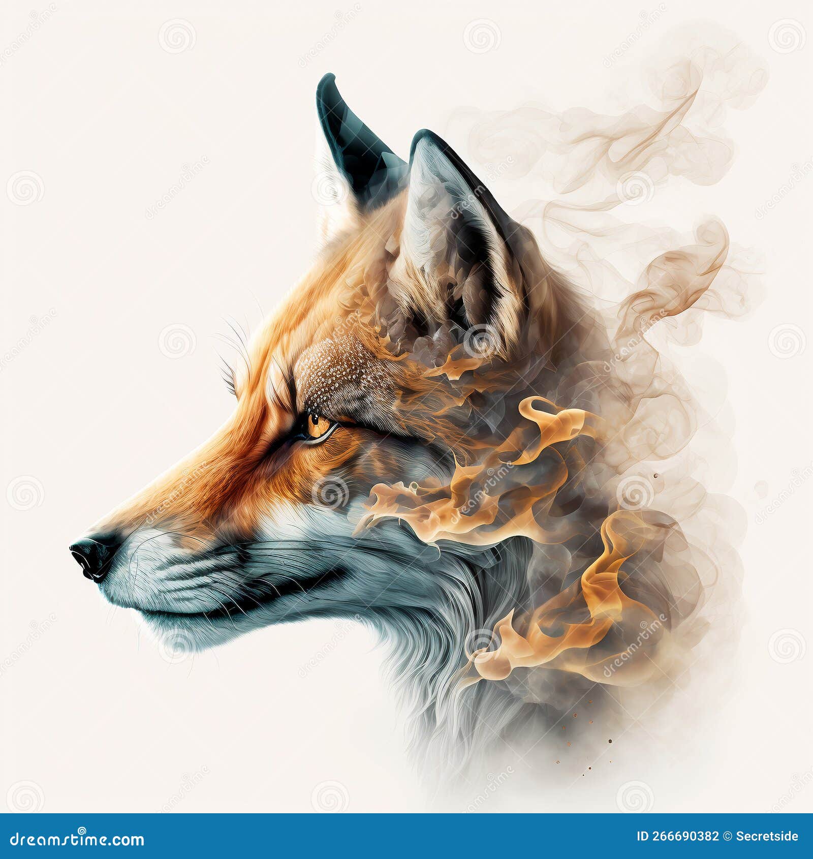 Fox Head with Smoke, Particles - Close Up - AI Generated Stock ...