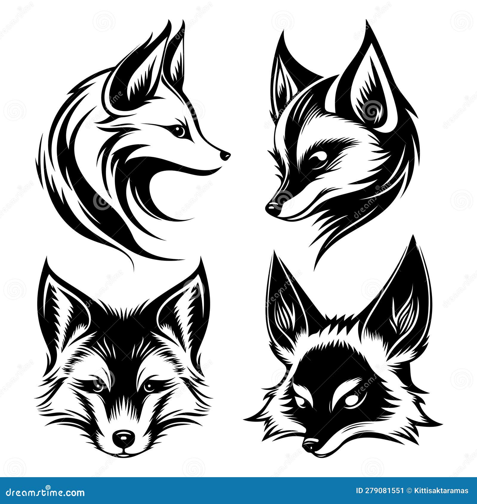 Fox head symbol logo stock vector. Illustration of black - 279081551