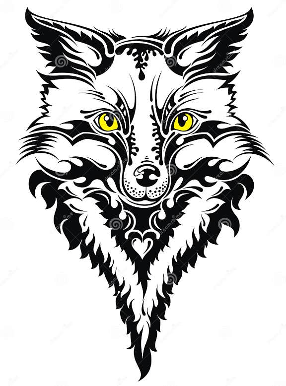 Fox head tattoo stock vector. Illustration of nature - 49338837