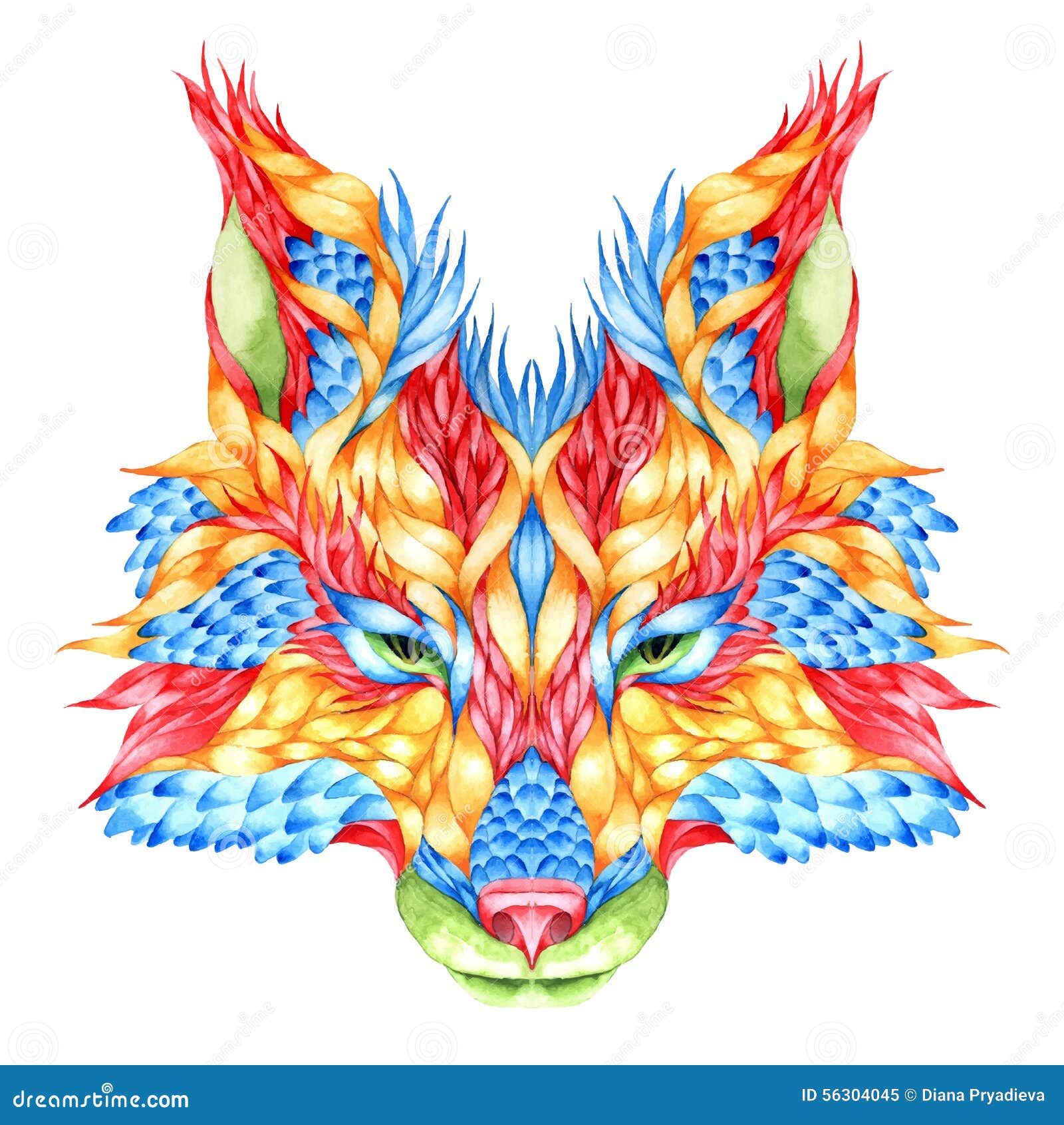 FOX Head Tattoo. Psychedelic Stock Vector - Illustration of concept ...