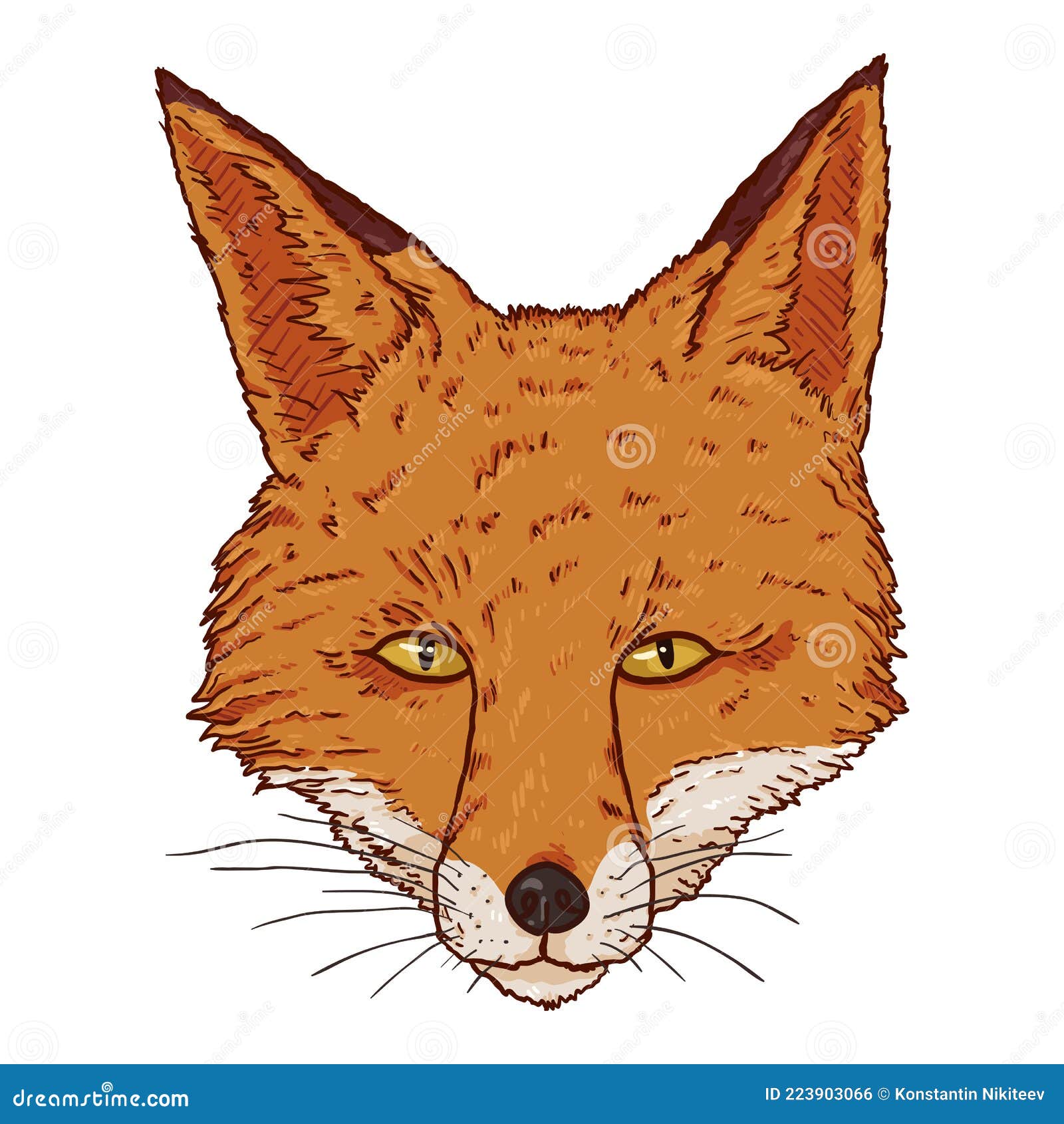 Fox Head. Vector Cartoon Illustration Stock Vector - Illustration of ...