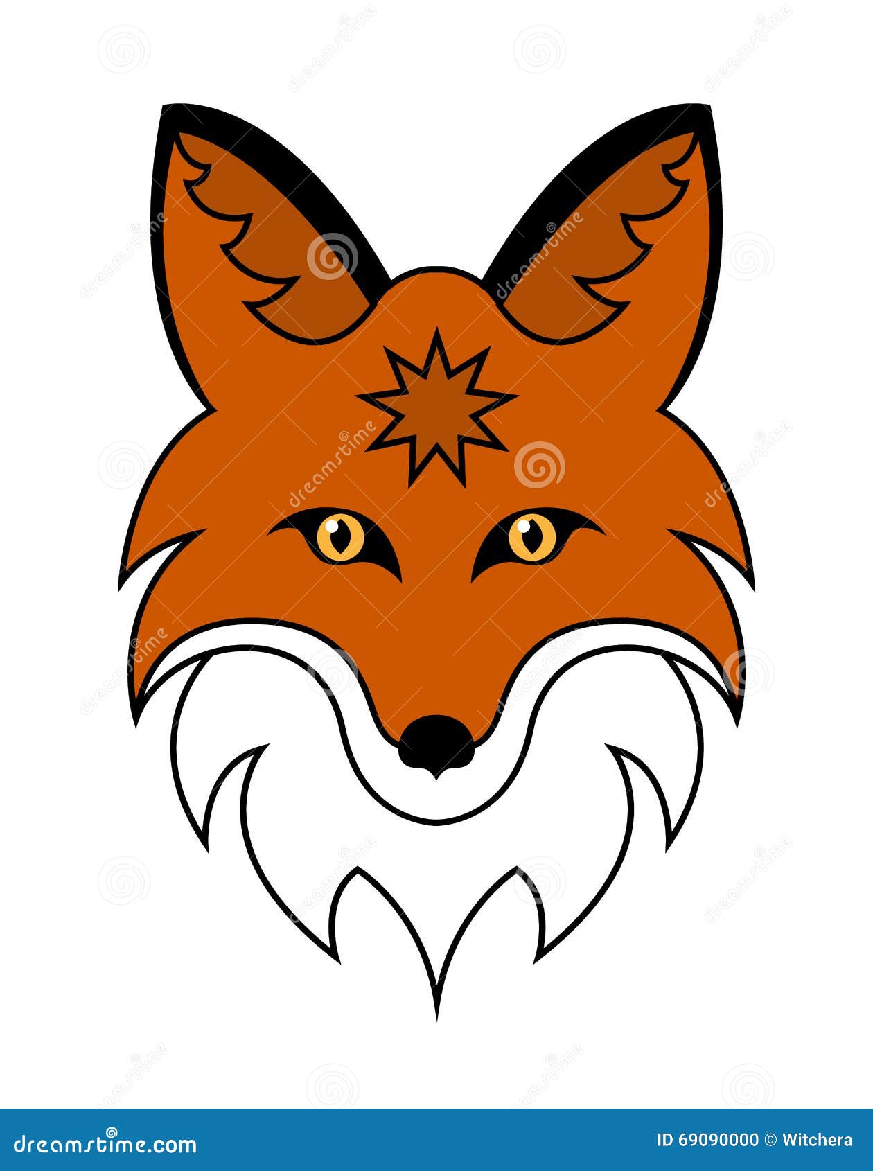 Fox Head Vector Illustration Stock Vector - Illustration of front ...