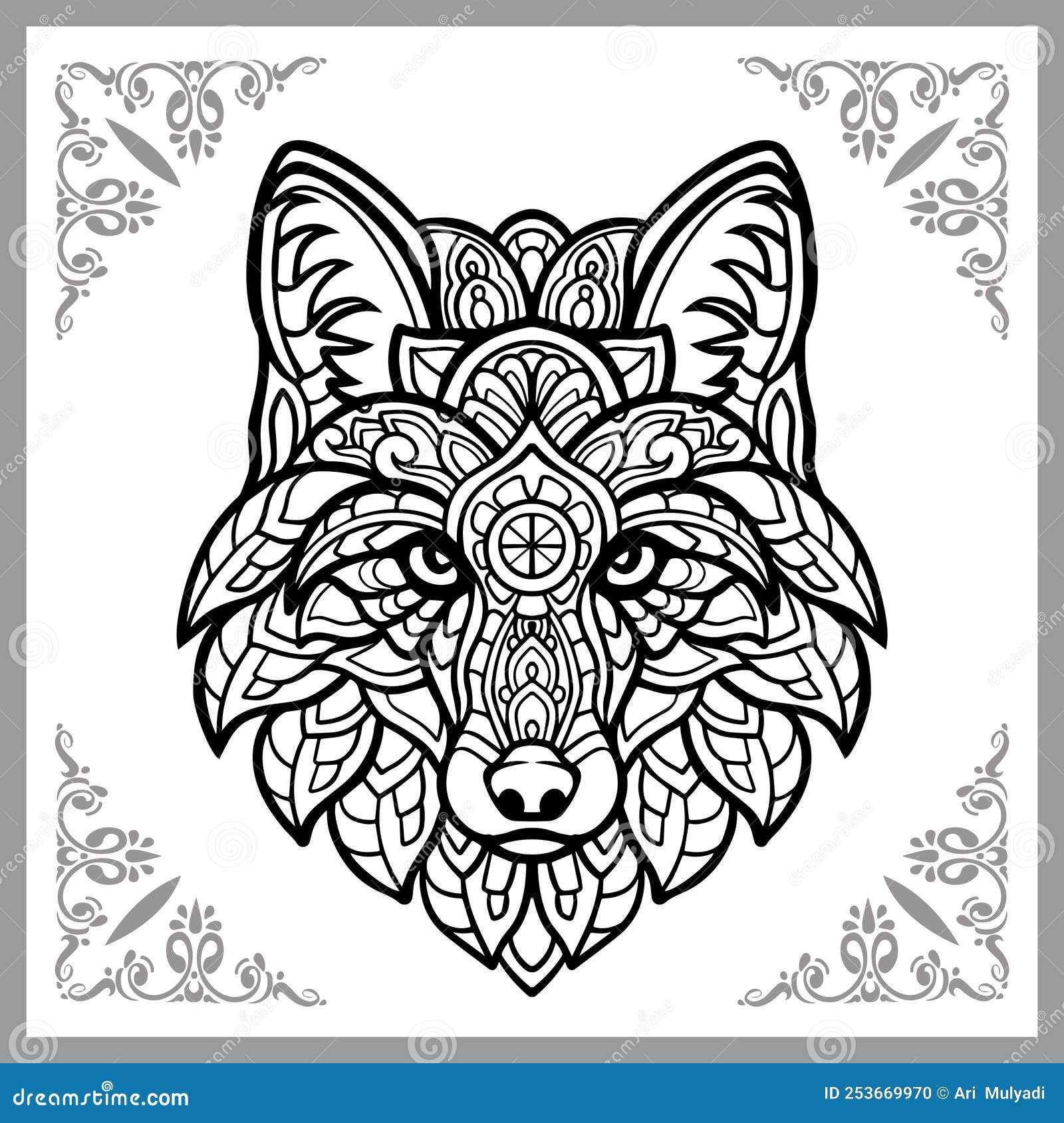 Fox Head Zentangle Arts Isolated on White Background Stock Vector ...