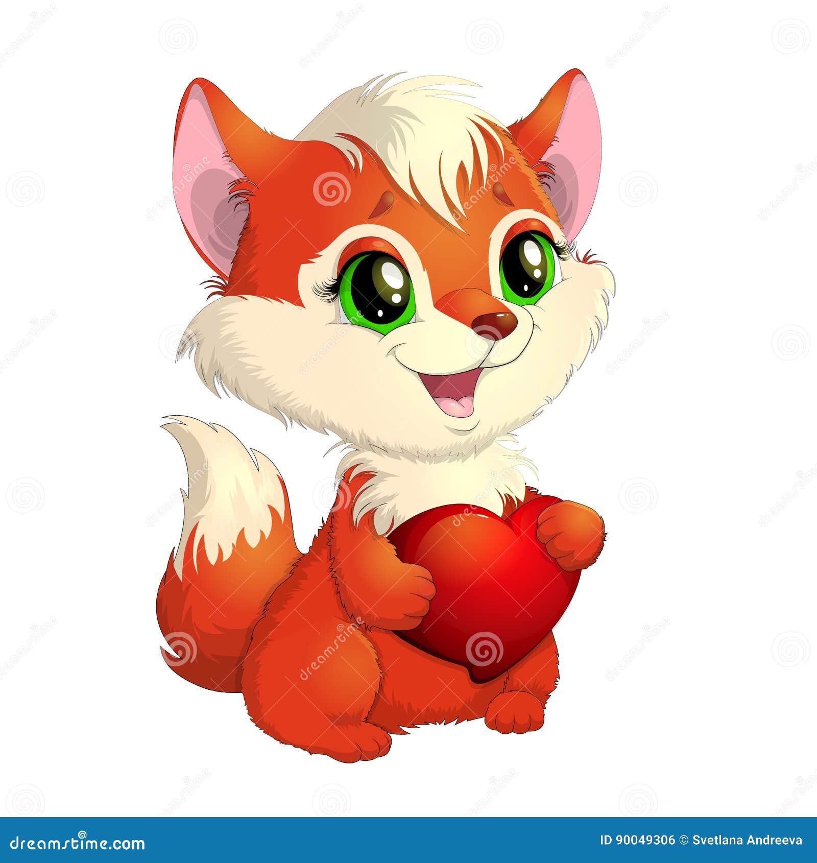 Fox and heart stock vector. Illustration of graphic, february - 90049306