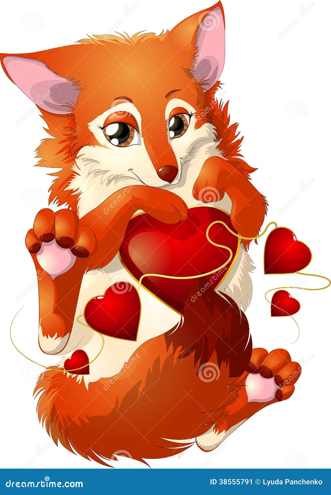 Fox and hearts stock vector. Illustration of mammal, wildlife - 38555791