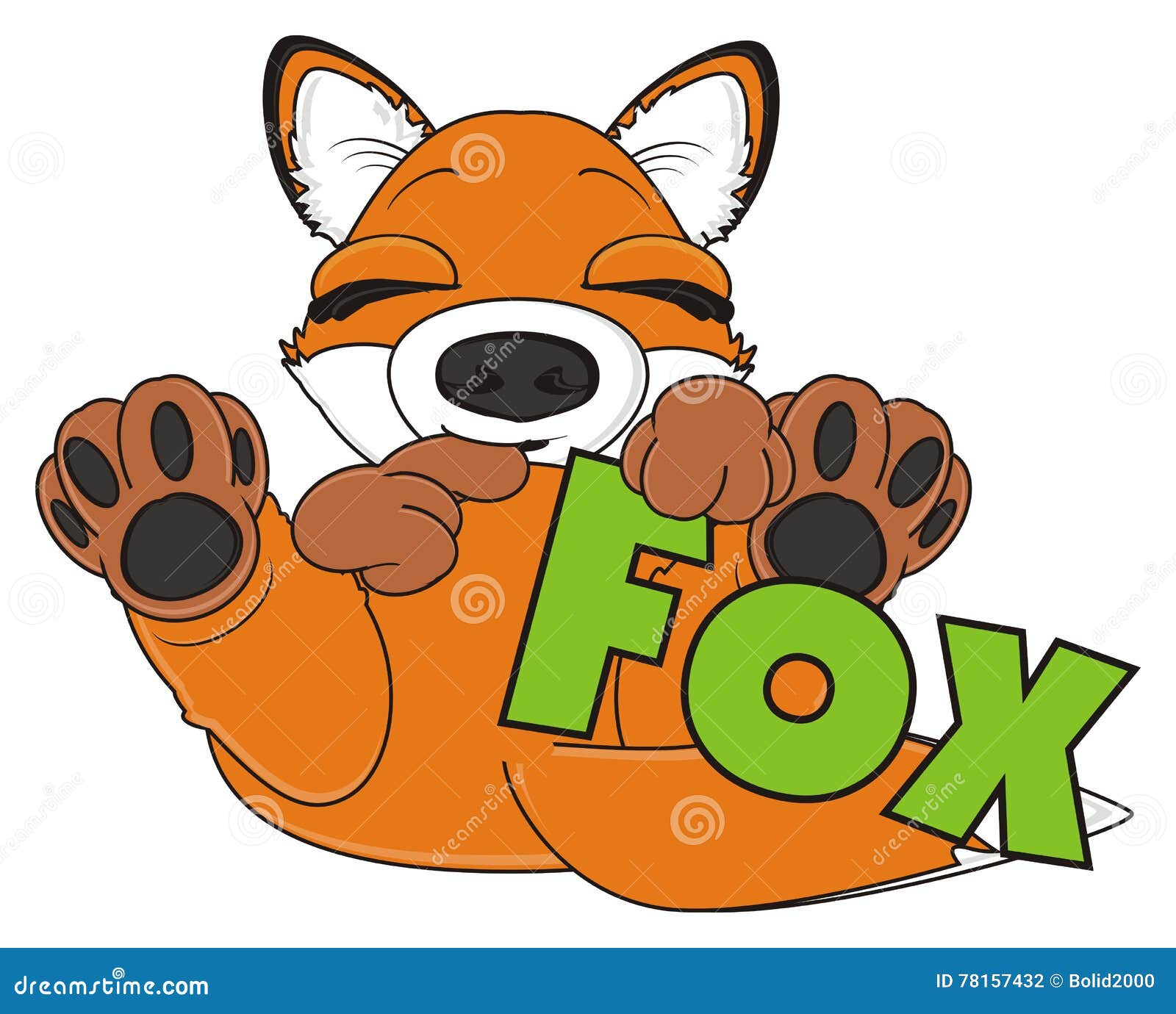 Fox hold a green word fox stock illustration. Illustration of letters ...