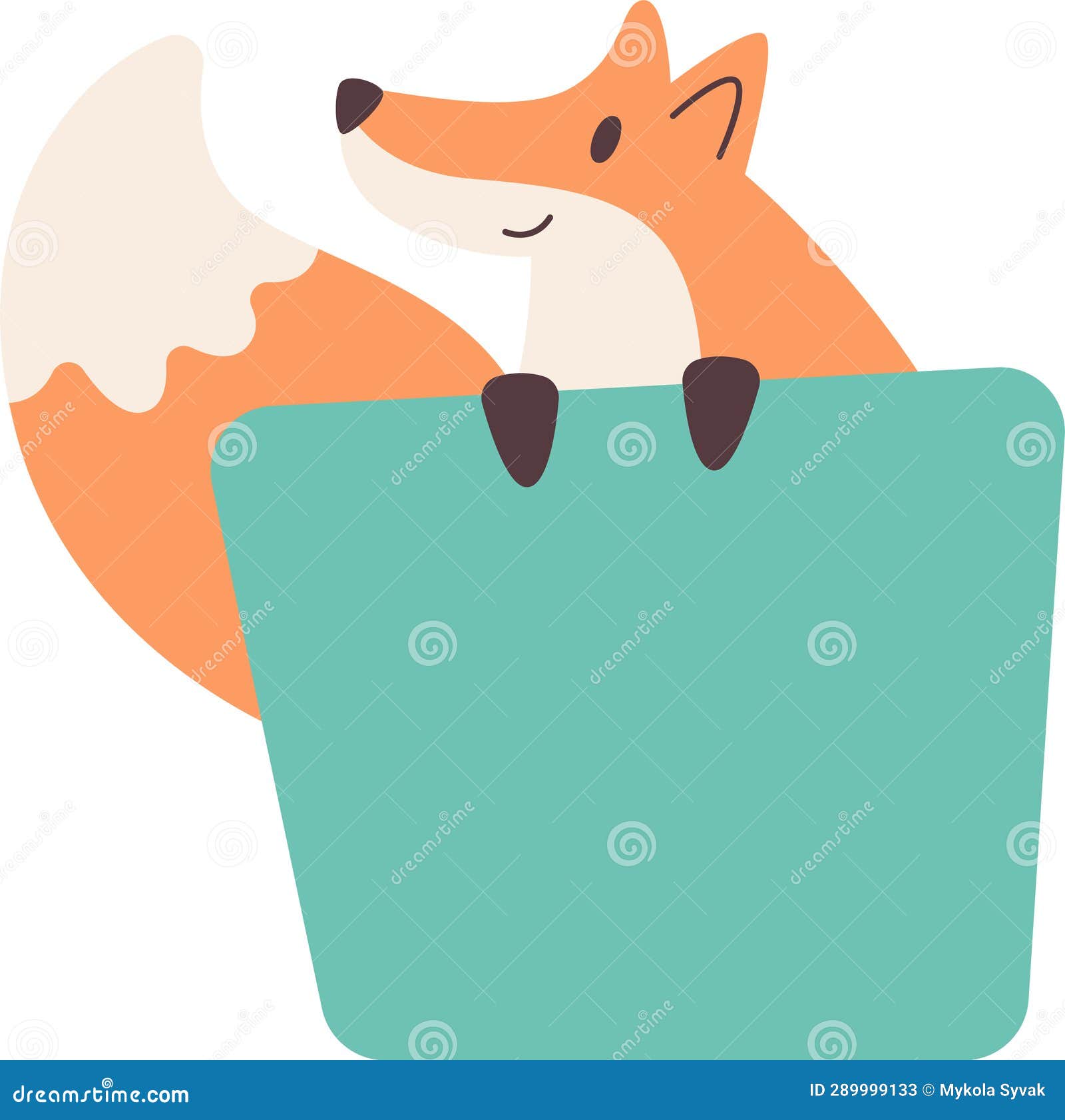 Fox Holding Blank Banner stock vector. Illustration of happy - 289999133