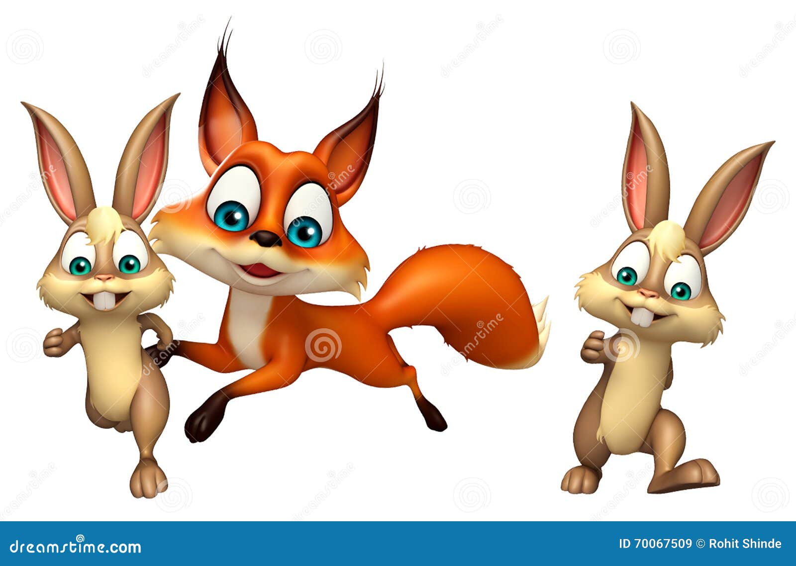 Fox hunting Bunny stock illustration. Illustration of animals - 70067509