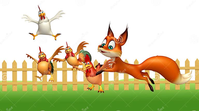 Fox hunting Chicken stock illustration. Illustration of domestic - 70067541