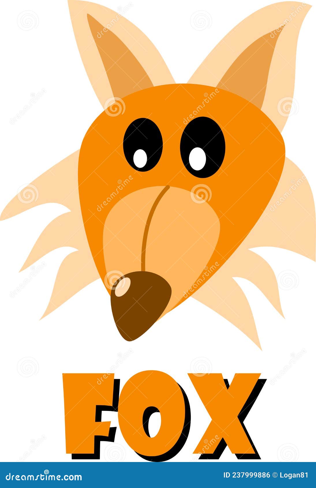 Fox icon image with text stock vector. Illustration of body - 237999886