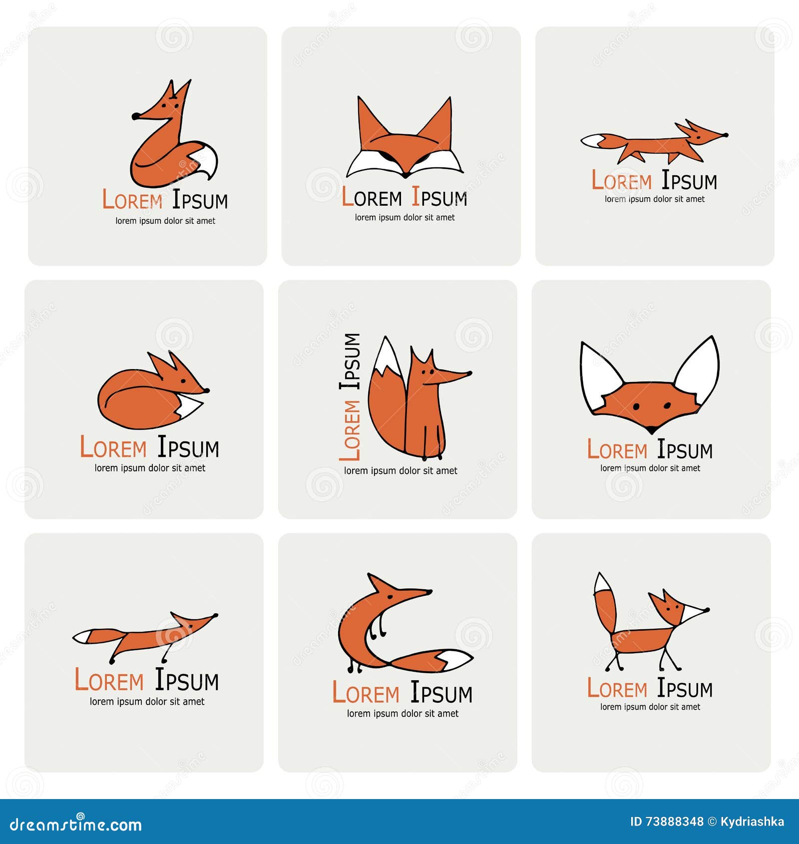 Fox Icons, Collection for Your Design Stock Vector - Illustration of ...