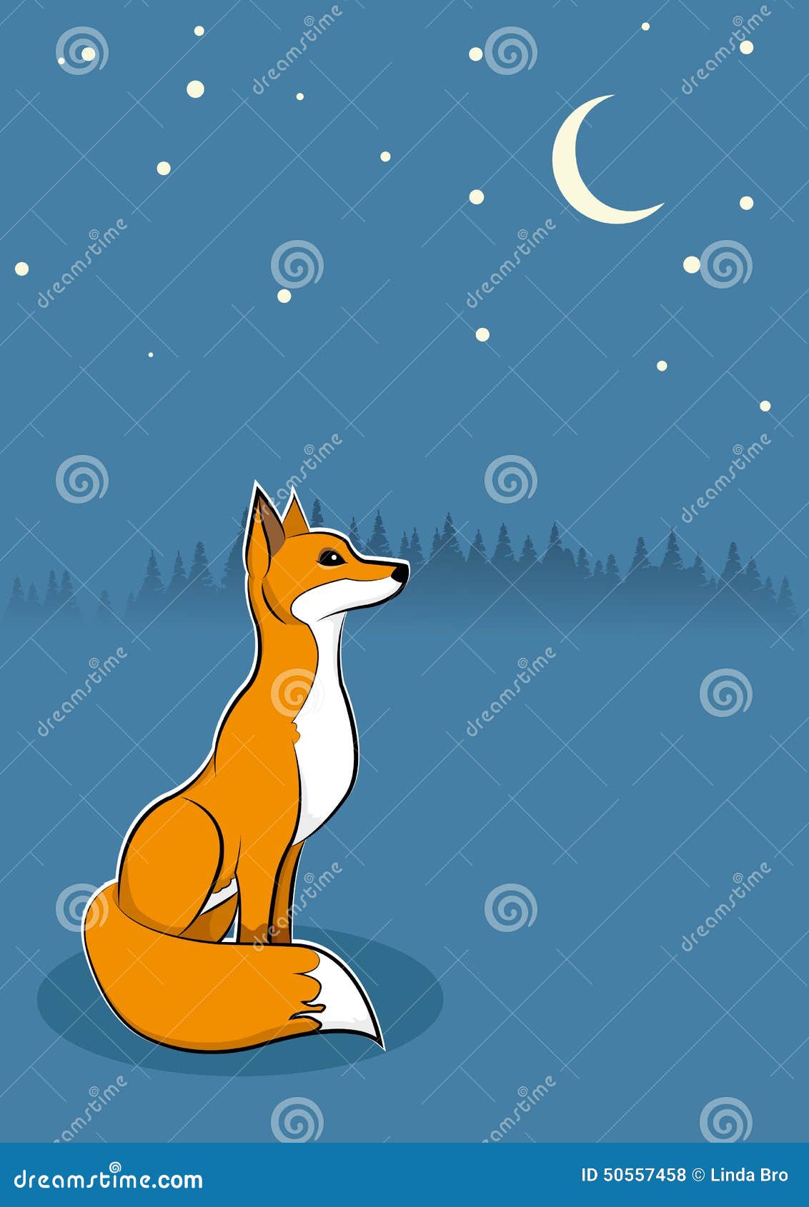 Fox stock vector. Illustration of dark, stars, predator - 50557458