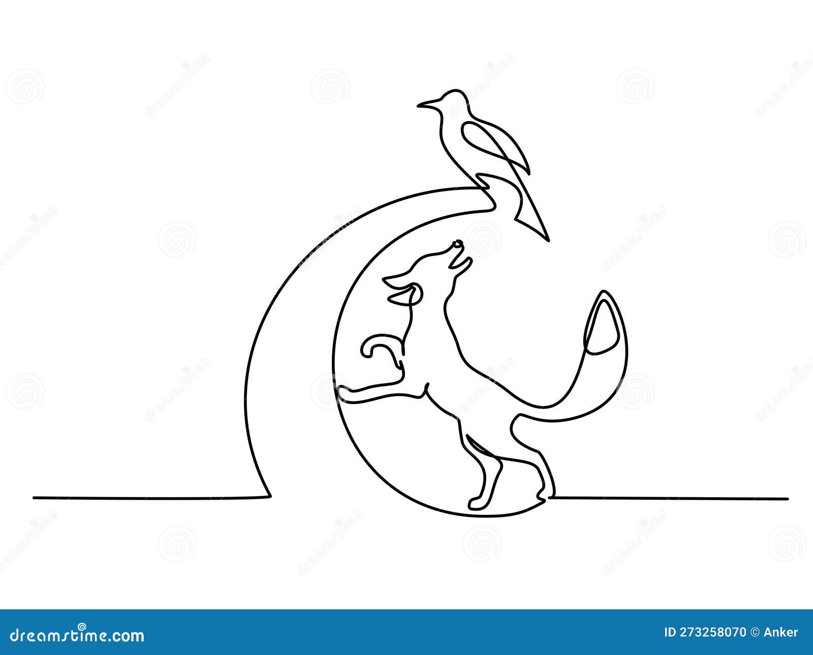Bird Continuous Line Drawing On White Background Vector | CartoonDealer ...