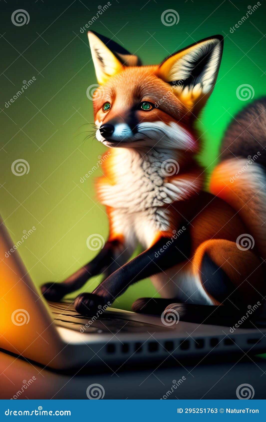 Fox with a Sign Fox with a Laptop Stock Illustration - Illustration of ...