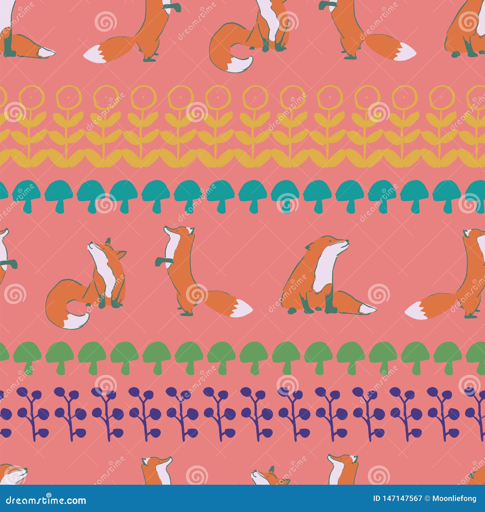 Fox Leaves Seamless Repeat Pattern Stock Vector - Illustration of ...