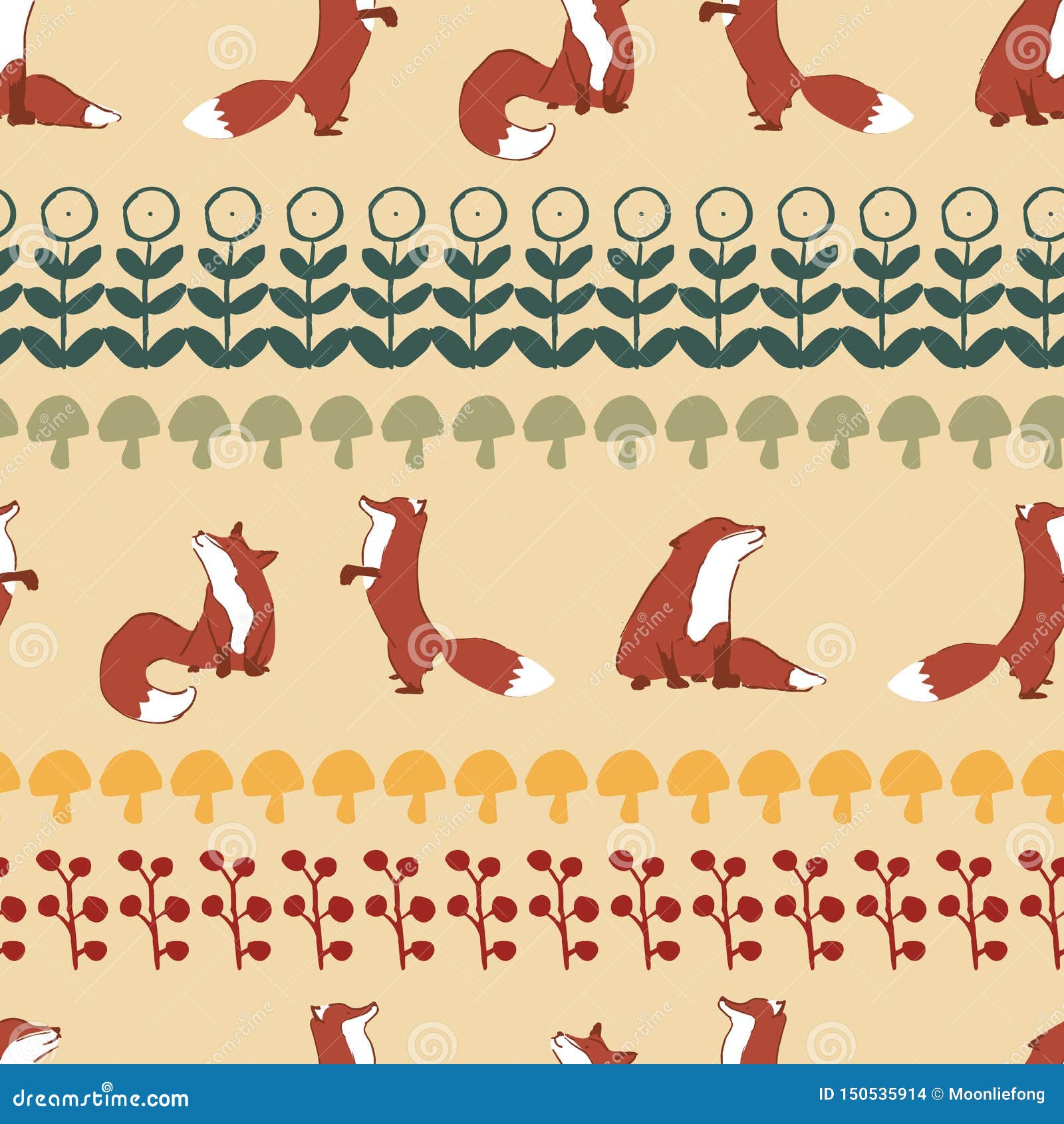 Fox Leaves Seamless Repeat Pattern Stock Vector - Illustration of ...