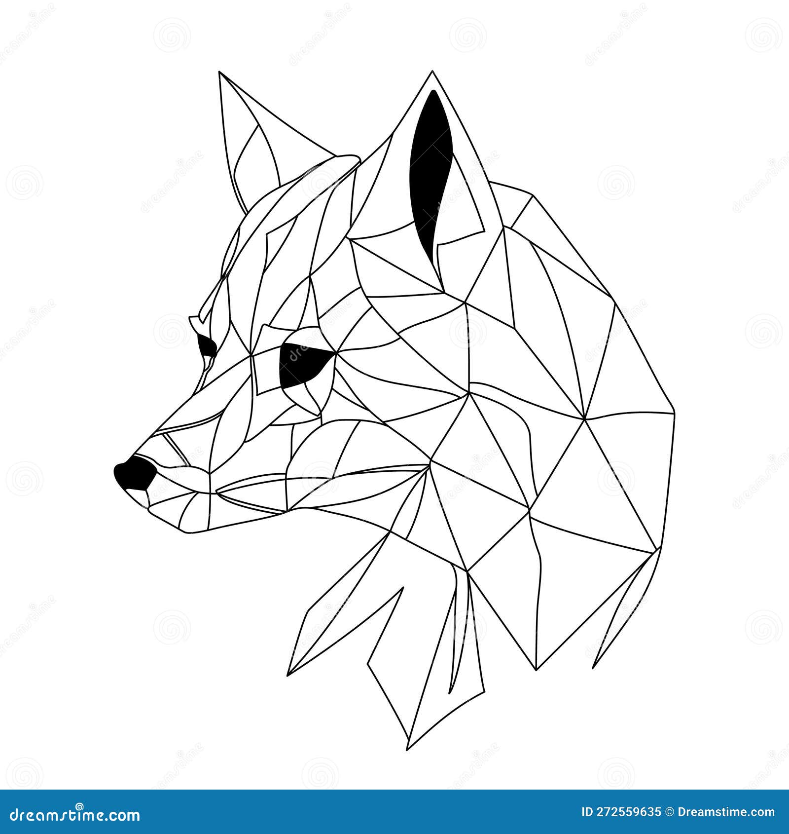 Fox Logo Design. Abstract Black Polygon Fox Head Stock Vector ...