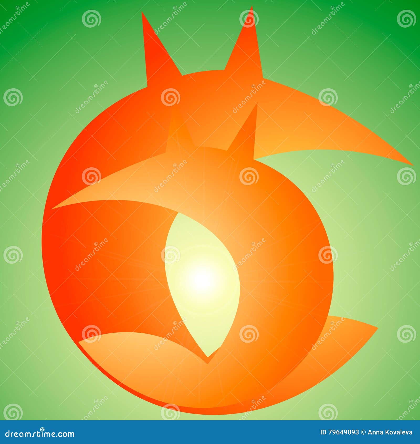 Fox logo, orange, green stock vector. Illustration of computer - 79649093