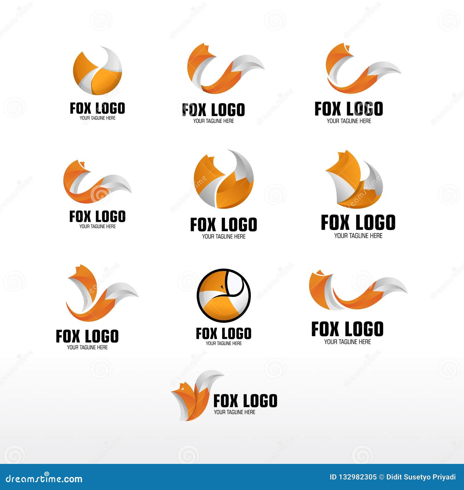 Fox Logo Set, EPS 10 stock vector. Illustration of identity - 132982305