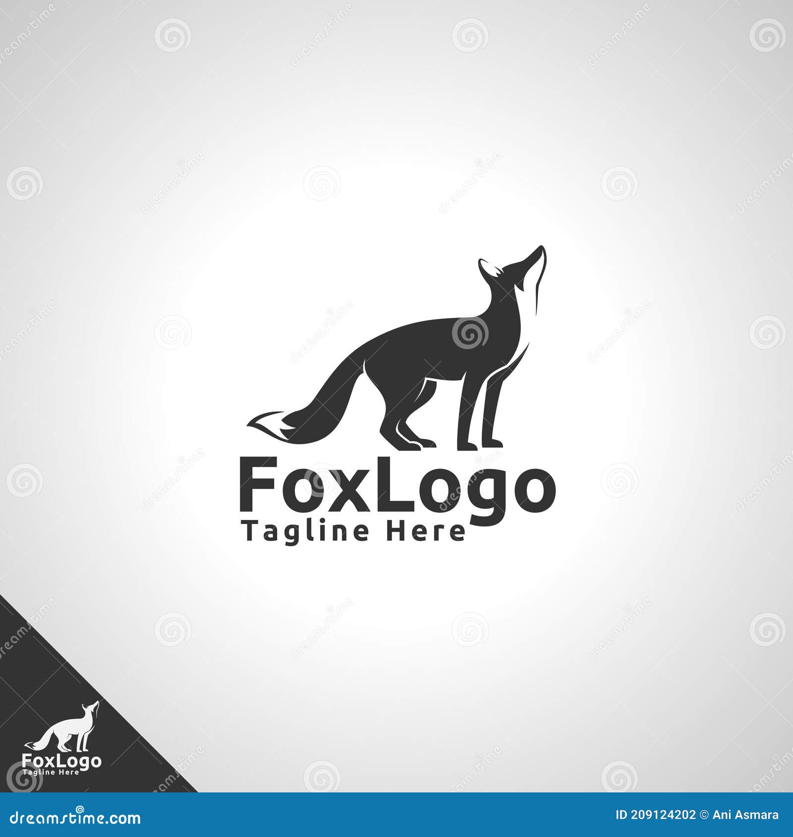 Fox Logo with Silhouette Style Fox Looking Up and Appearance from Side ...