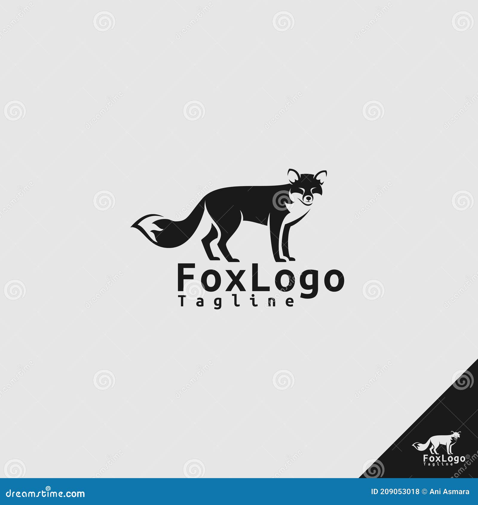 Fox Logo with Silhouette Style and Sighting from the Side Looking ...