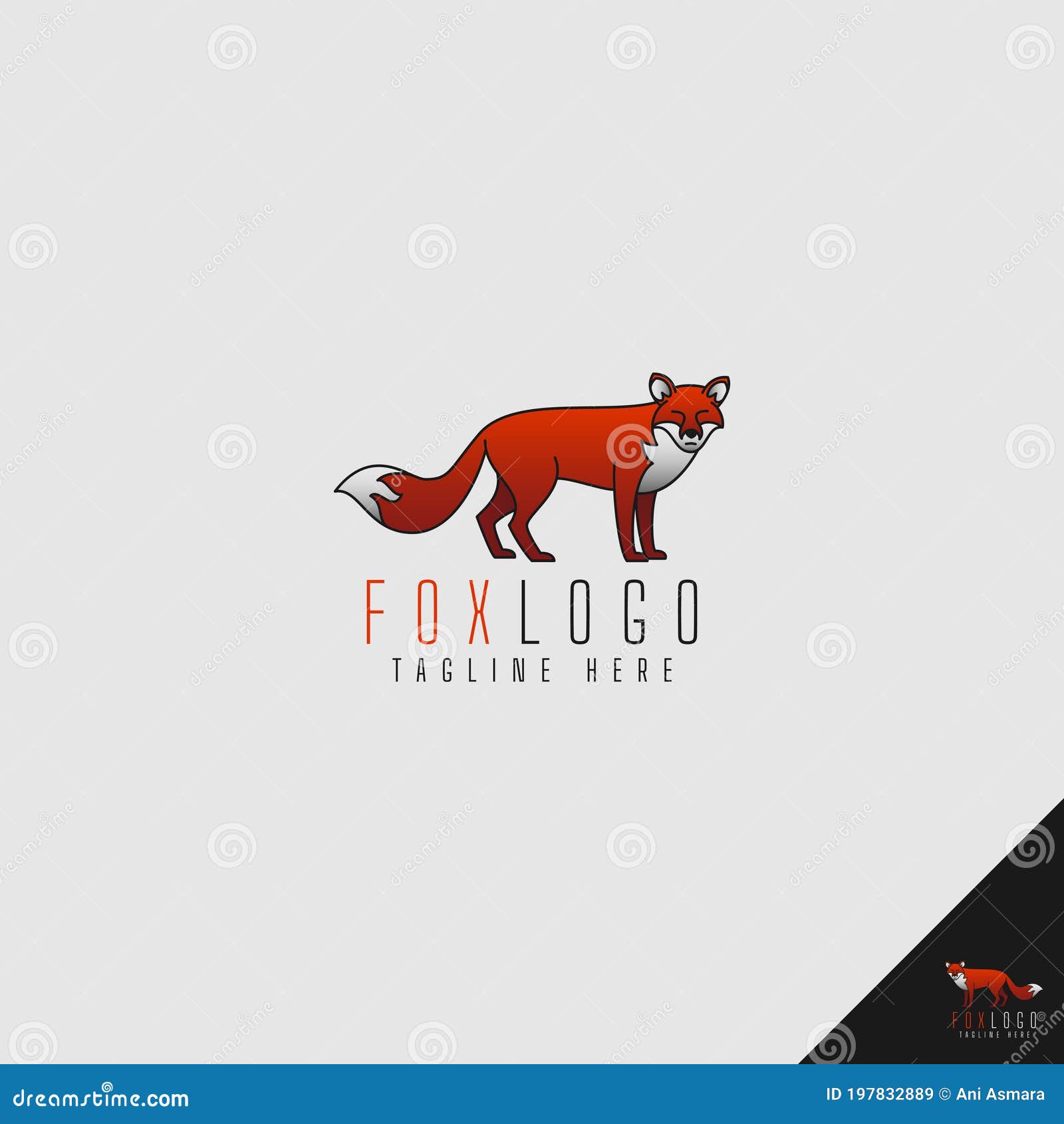 Fox Logo with Simple Color and Outline Style Stock Vector ...