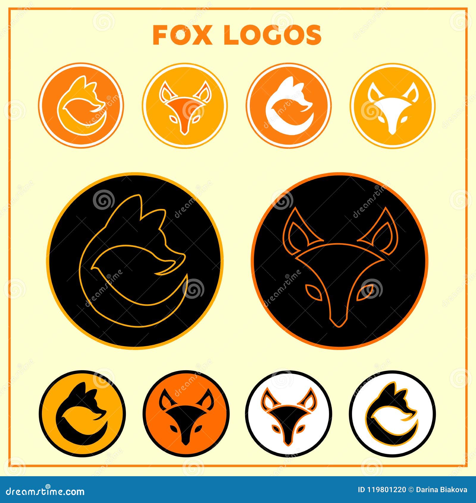 Fox logos in the circle stock vector. Illustration of wild - 119801220