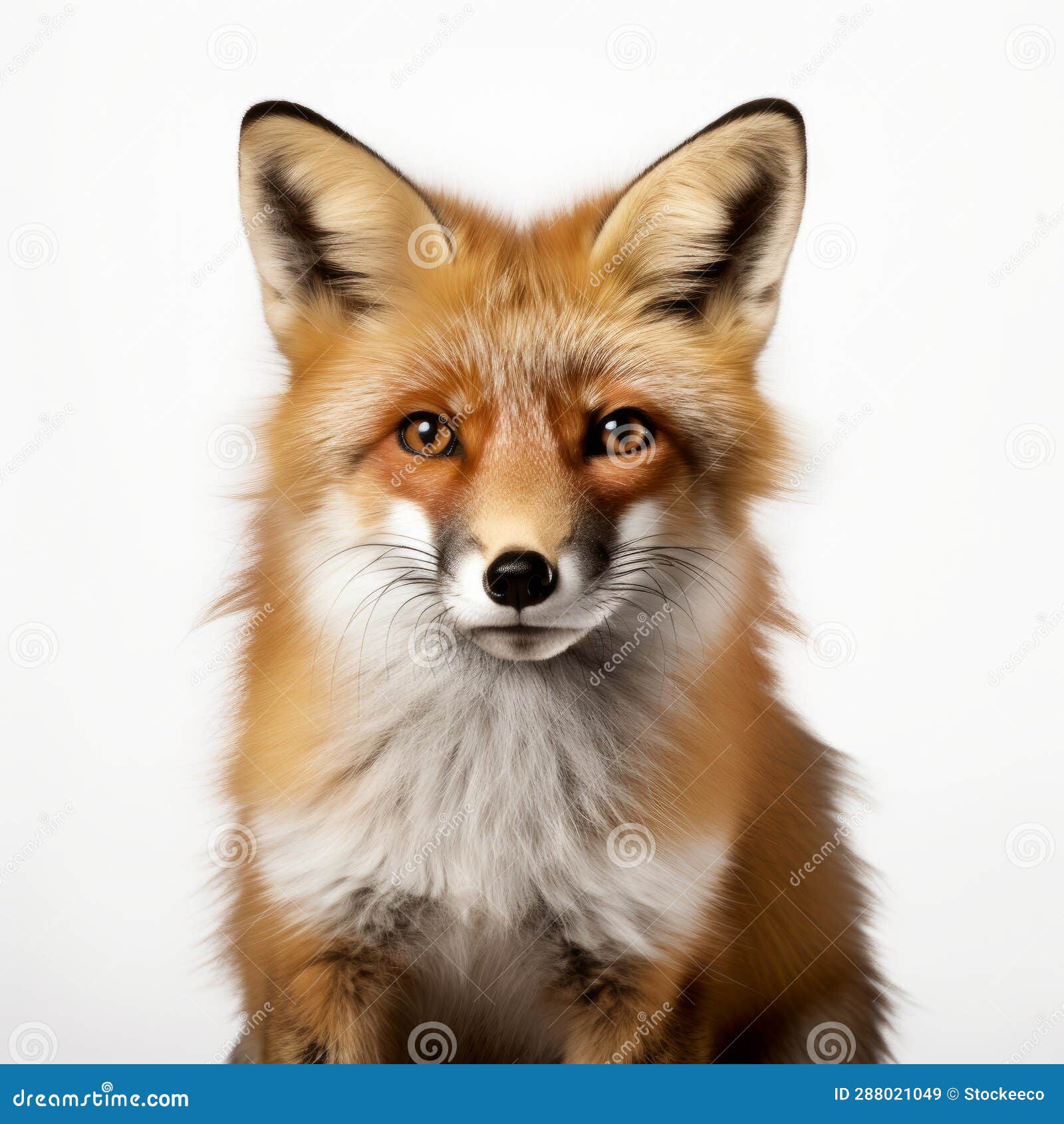 Photographically Detailed Portrait of a Fox on a White Background Stock ...