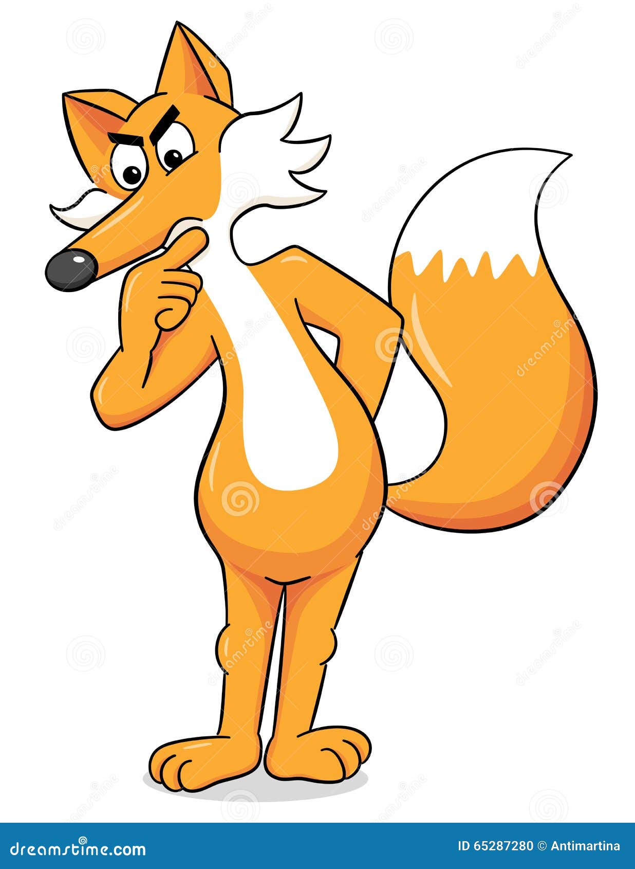 Fox looks thoughtfully stock vector. Illustration of inspiration - 65287280
