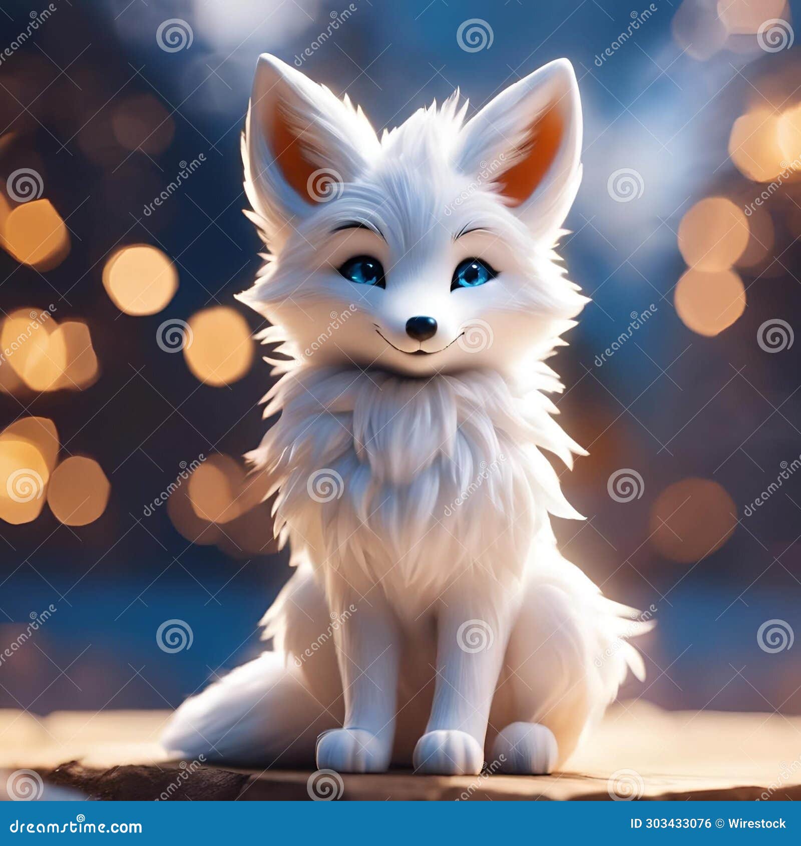 The Fox Looks Very Sad with Blue Eyes on Its Face Stock Illustration ...