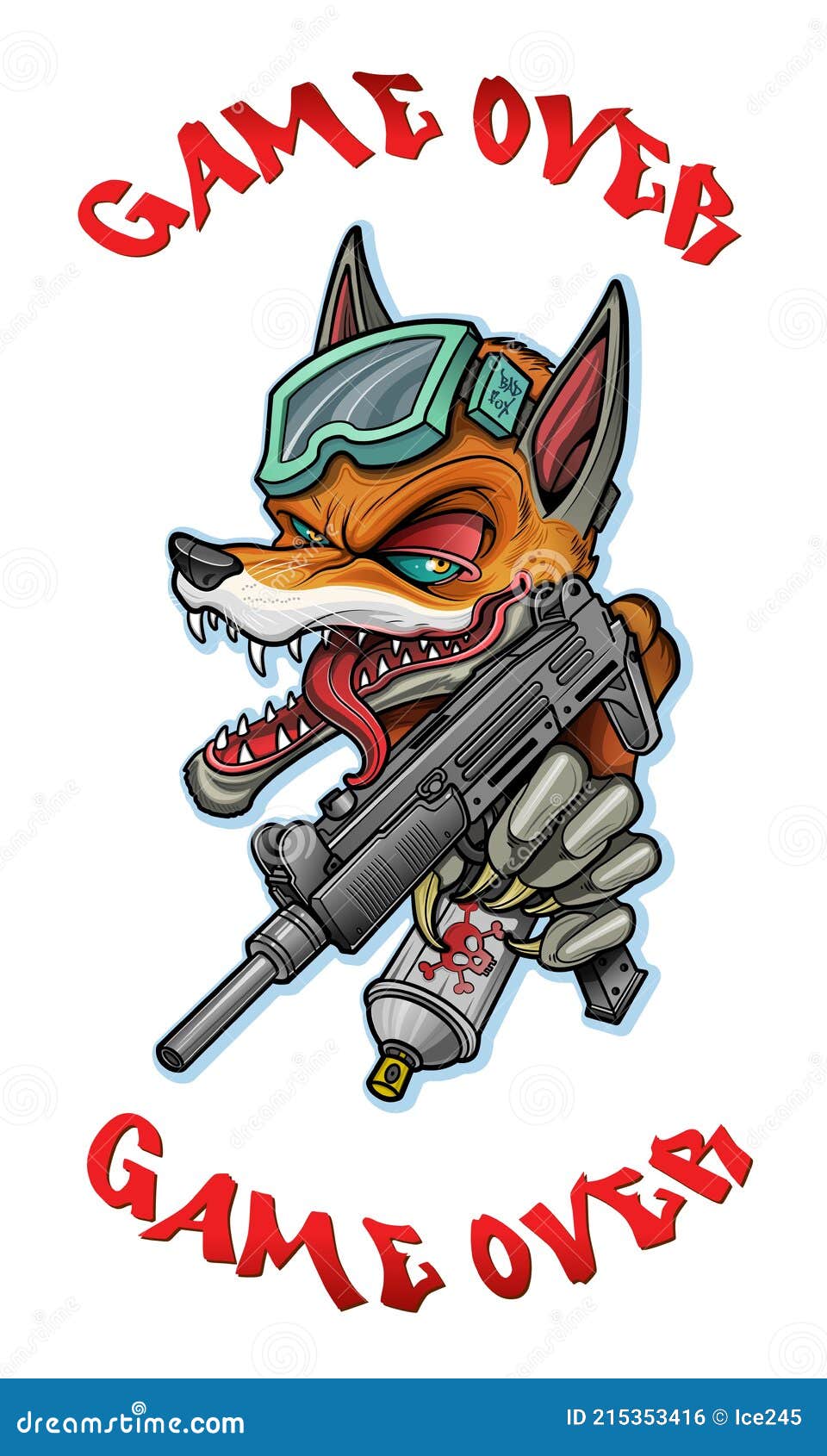 A Fox with a Machine Gun in His Paws Draws Graffiti Stock Vector ...