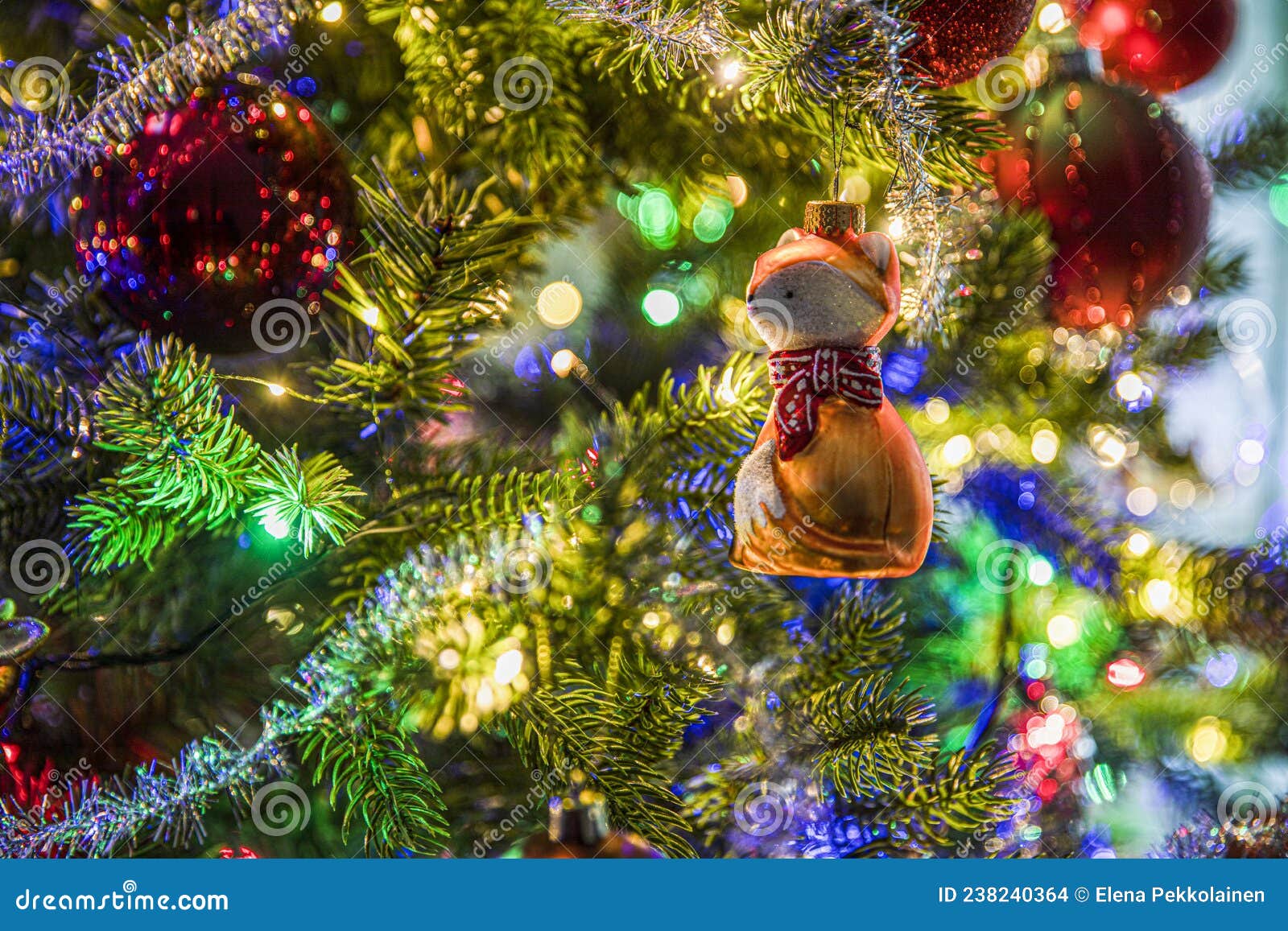 Fox Made of Glass Hanging As Decorations on a Christmas Tree Stock ...