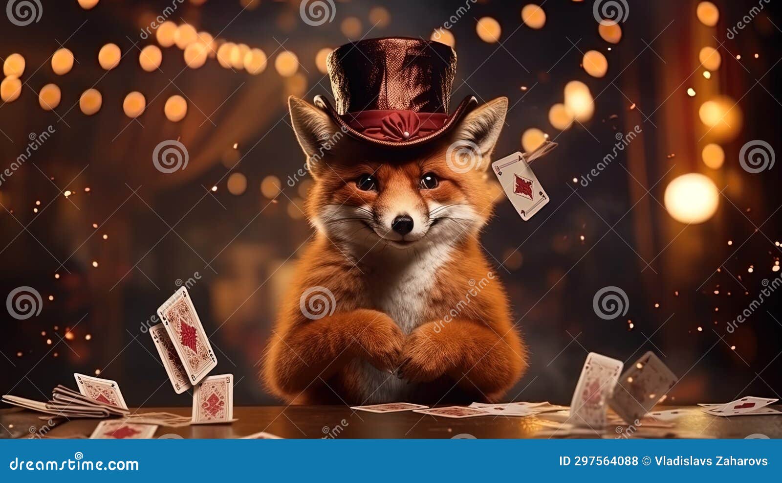 Fox-Mag with a Magic Stick, Creating Luminous Illusions Stock ...