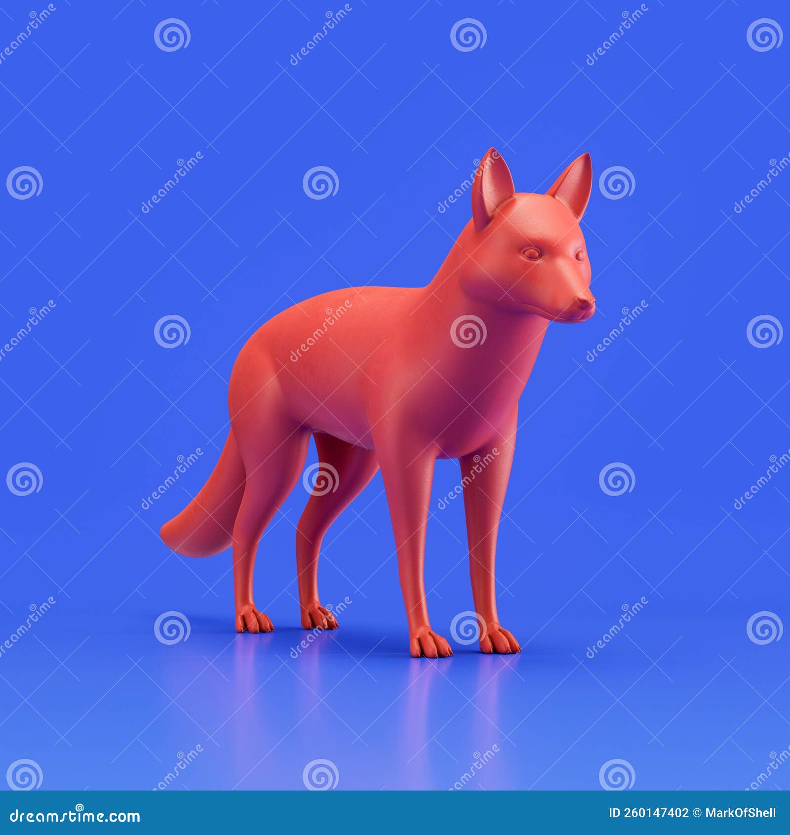 Fox Monochrome Single Color Animal. Red Color Single Animal from Angle ...