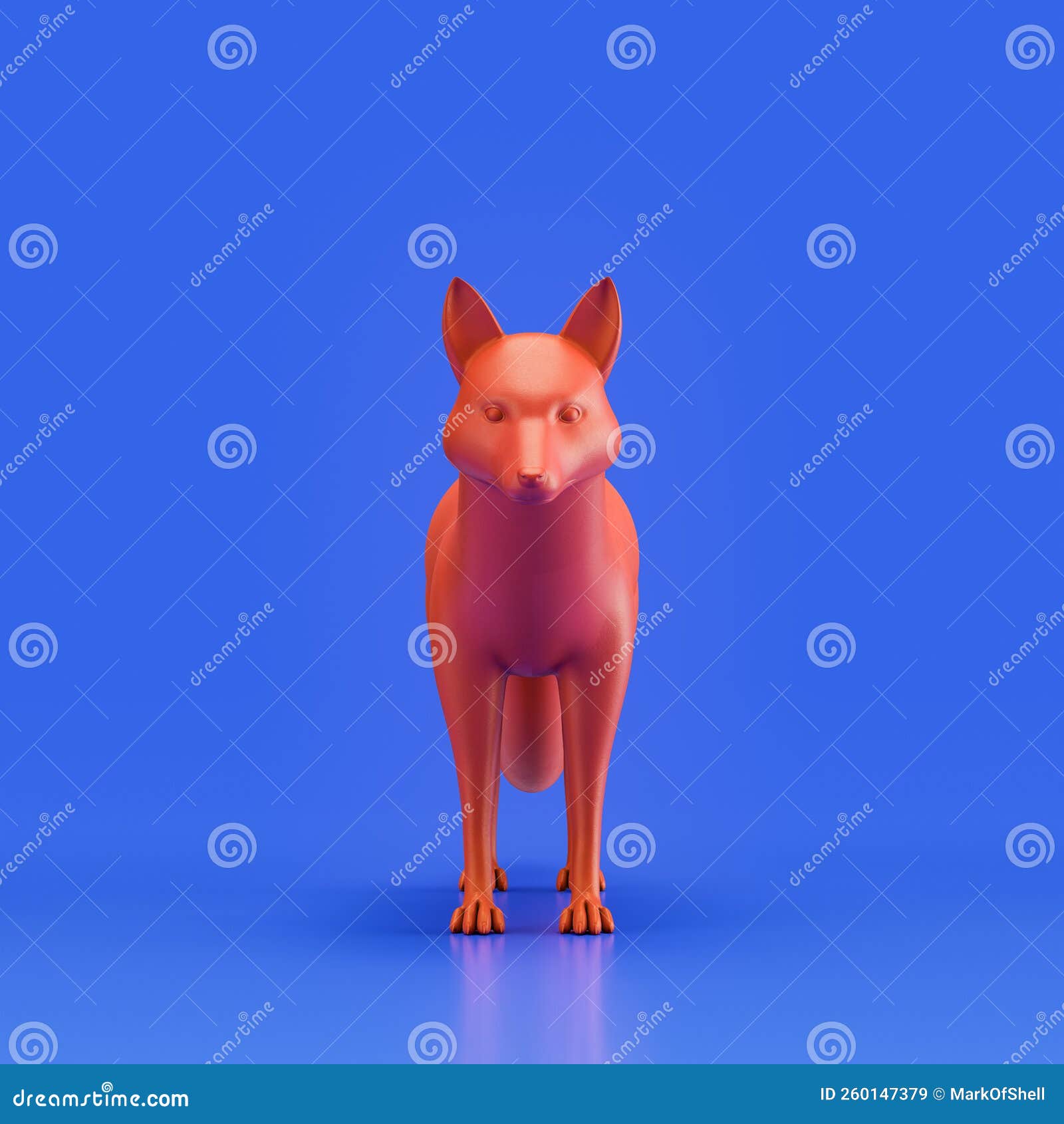 Fox Monochrome Single Color Animal. Red Color Single Animal from Front ...
