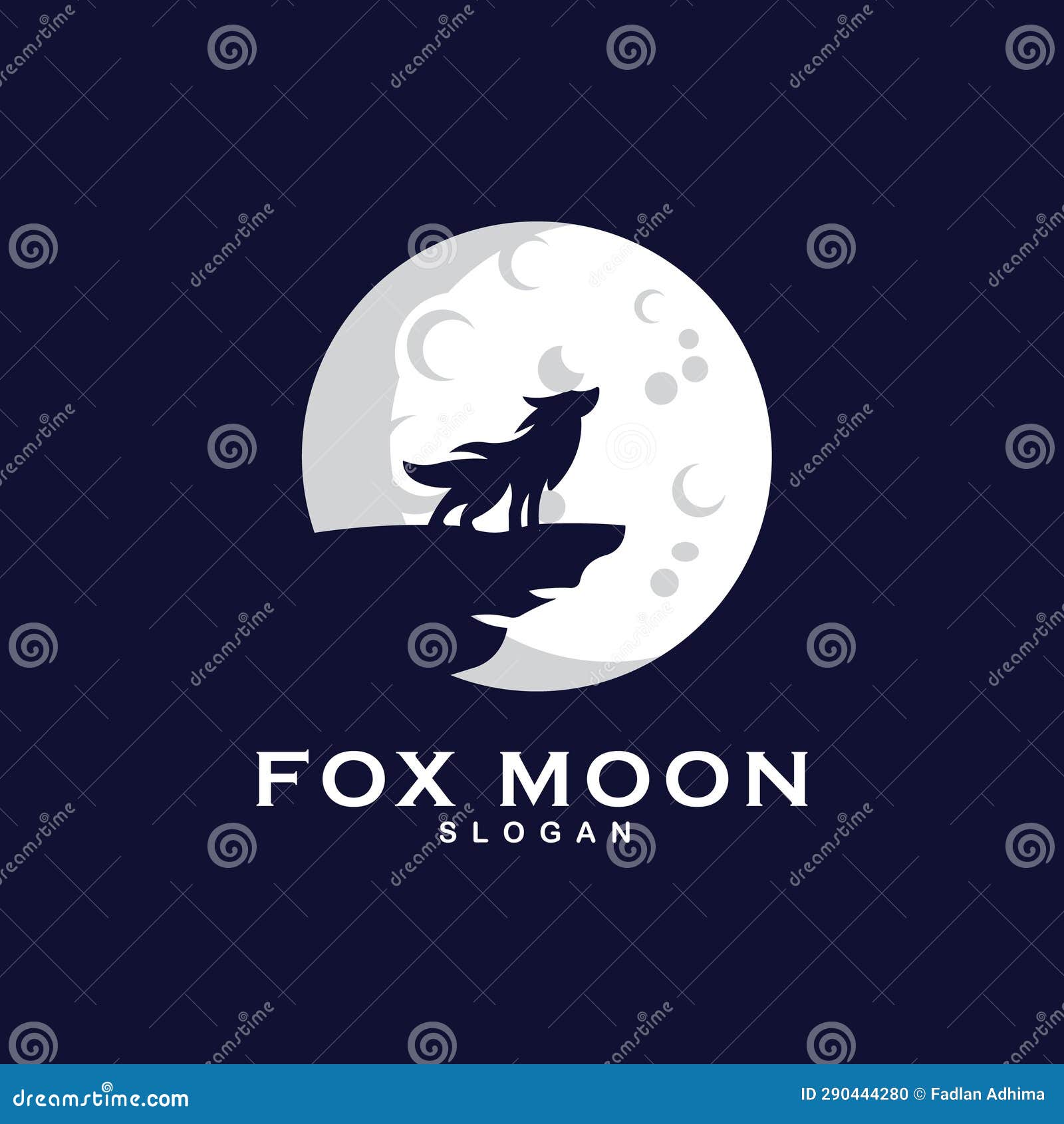 Fox Logo Design Inspiration with Moon Illustration Stock Illustration ...