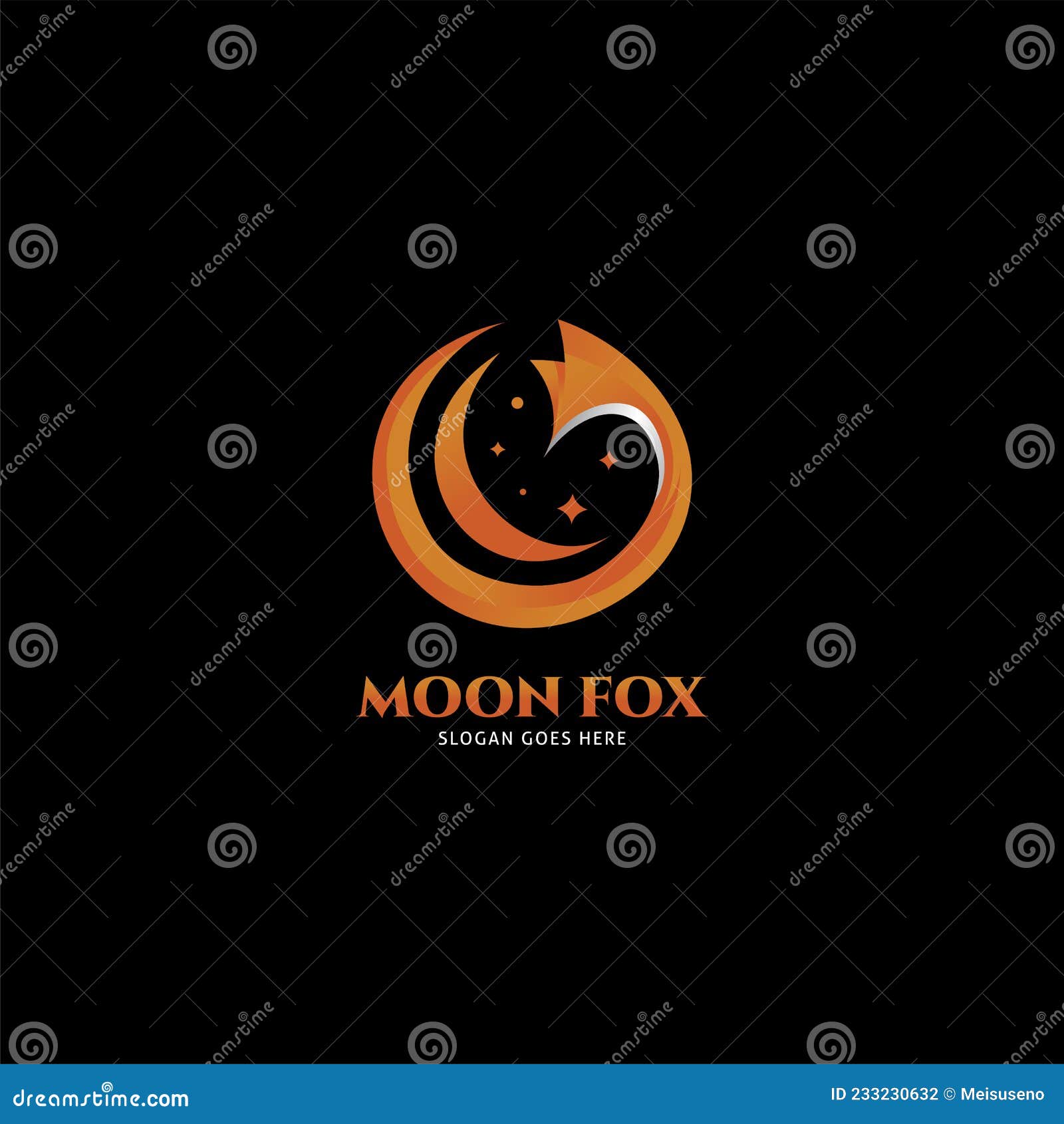 Fox and Moon Silhouette Vector Logo Icon Design Template Elements Stock ...