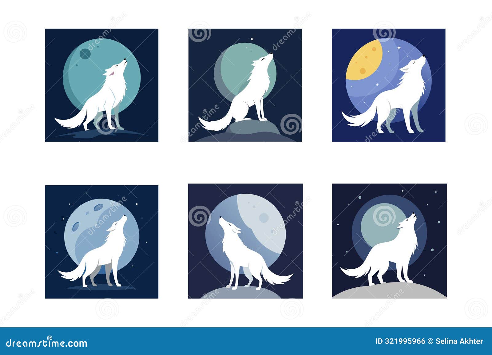 Fox Moon Vector Illustration Icons. Stock Vector - Illustration of ...