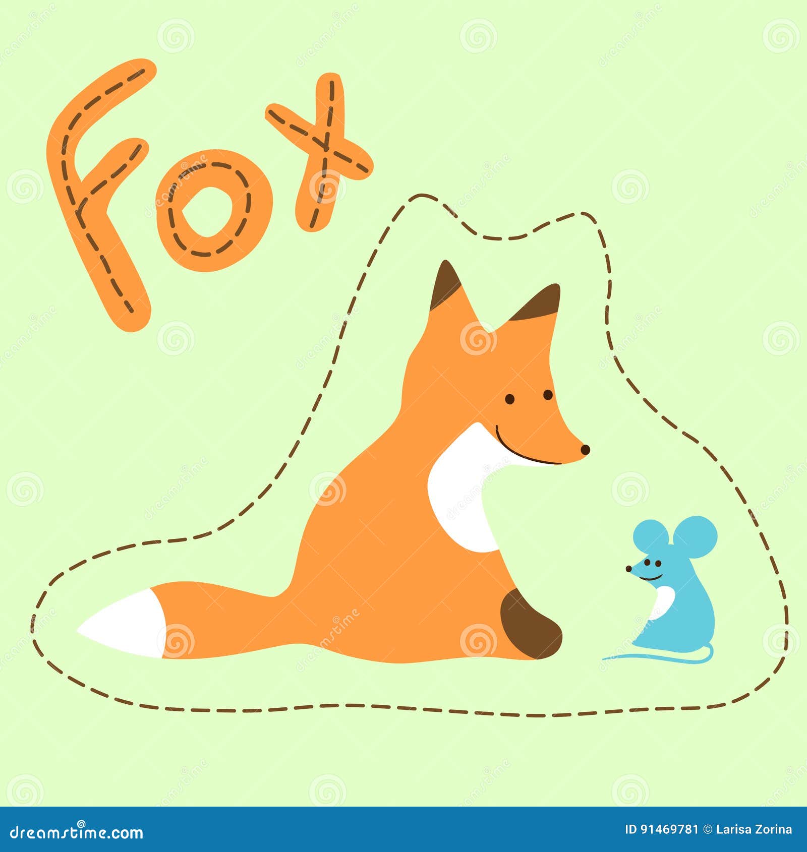 Fox and mouse. stock illustration. Illustration of product - 91469781