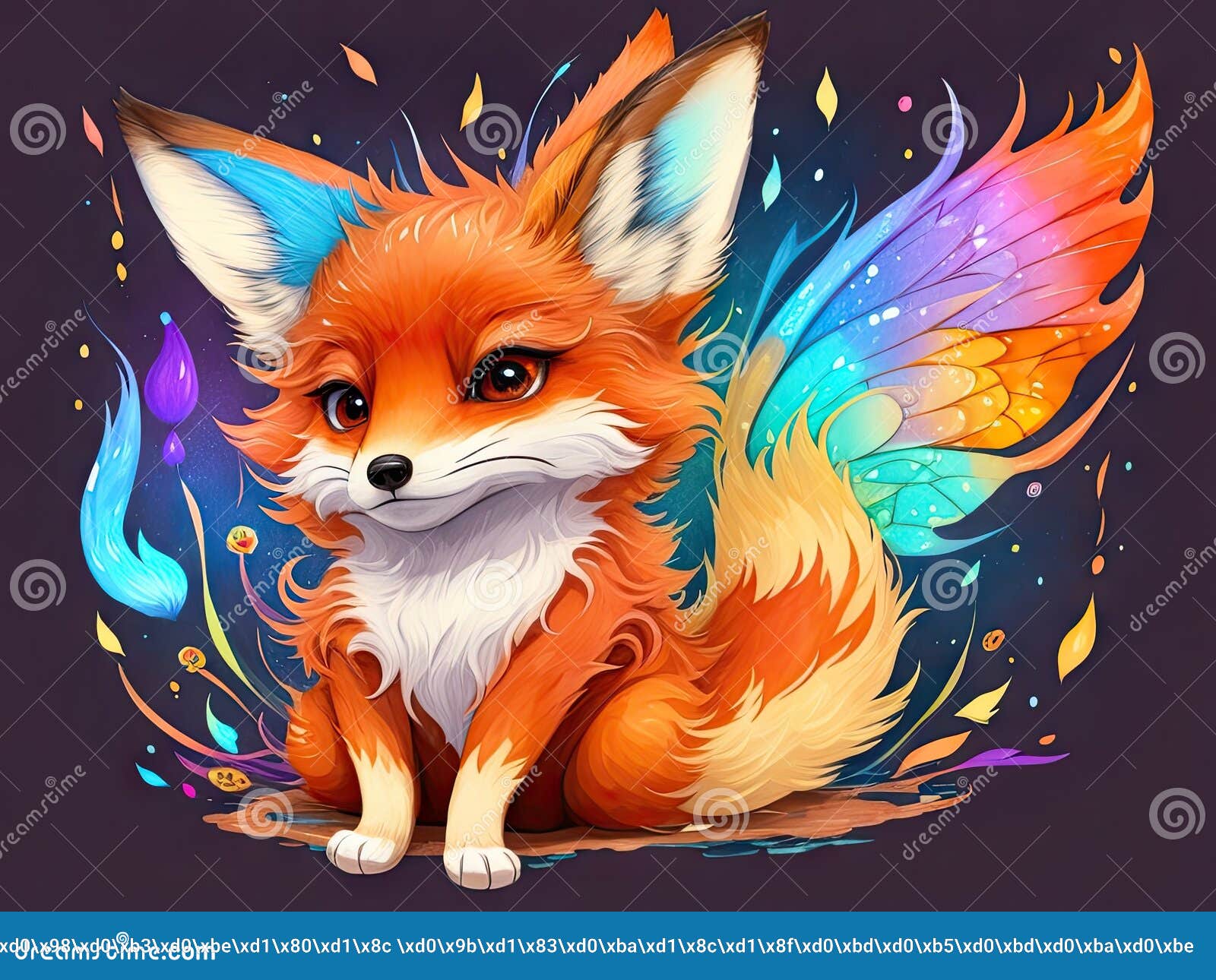 Fox with Multicolored Strokes on a Black Background. Ai Generative ...