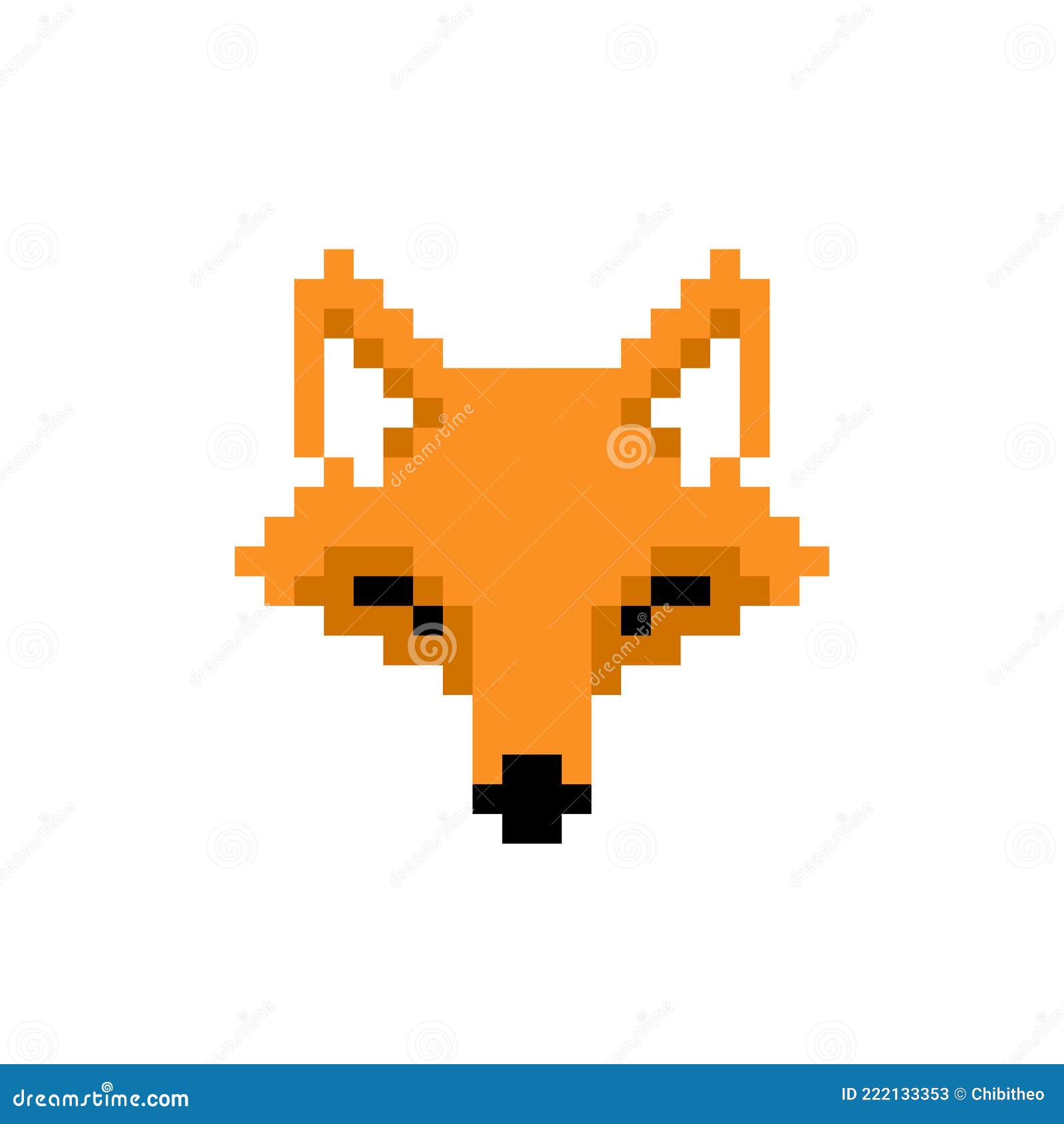 Fox Head Pixel Image 8 Bit Game Stock Vector - Illustration of head ...