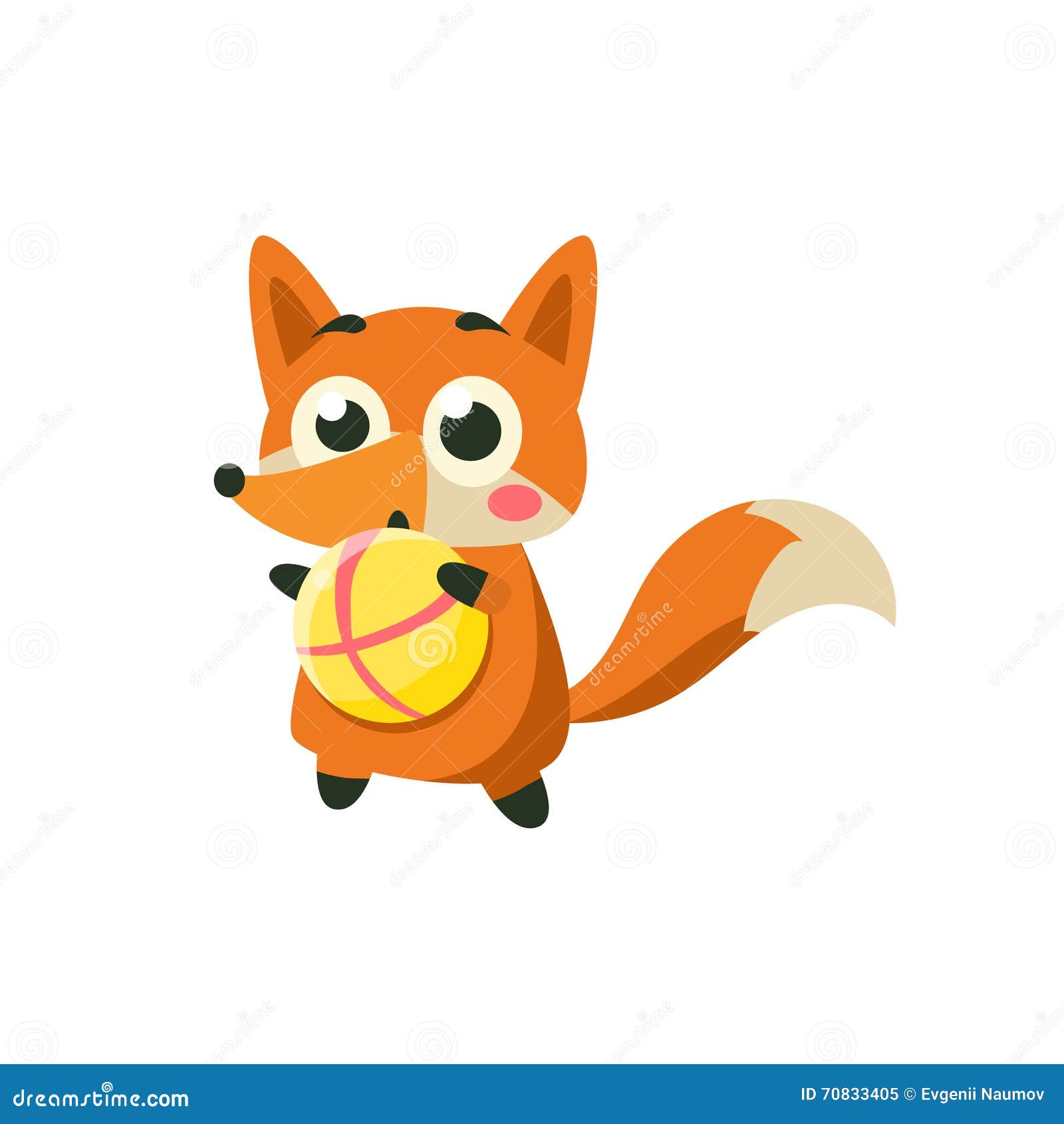 Fox Playing Ball stock vector. Illustration of yellow - 70833405