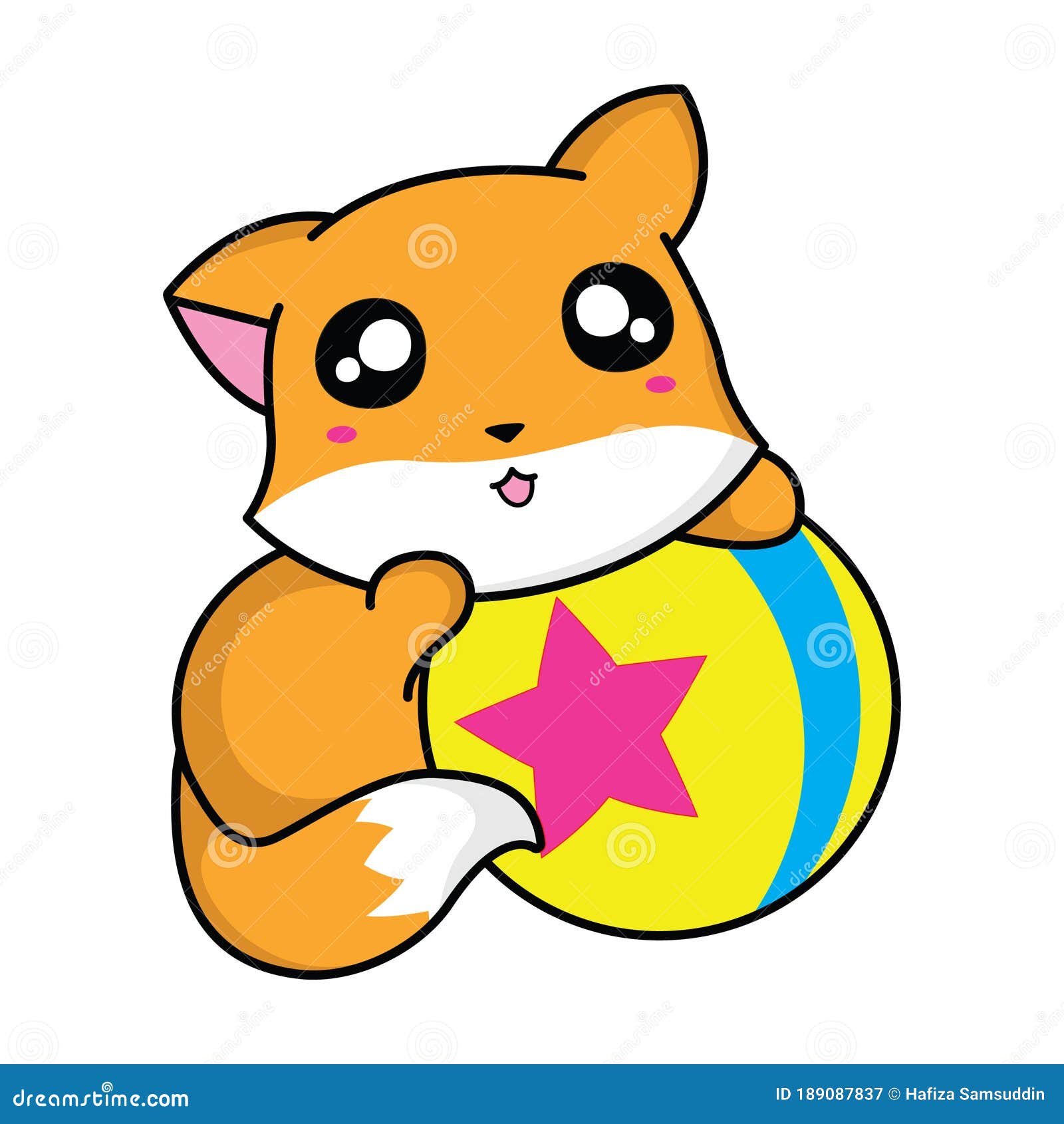 Fox Playing with Ball. Vector Illustration Decorative Design Stock ...